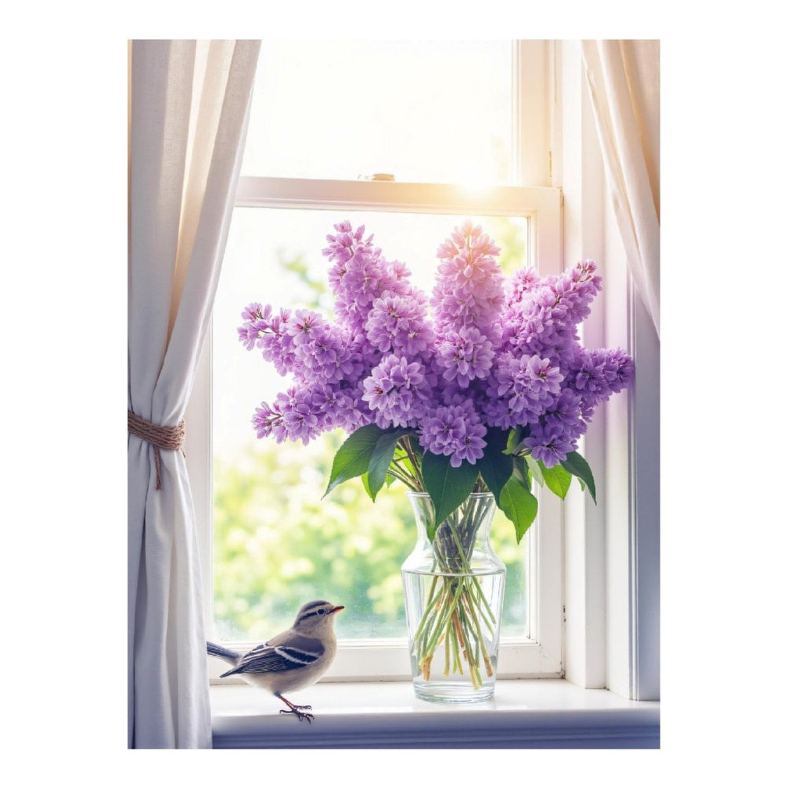 Diamond Art Kit for Adults, Lilac Vase Bird Sunlight Window Diamond ...