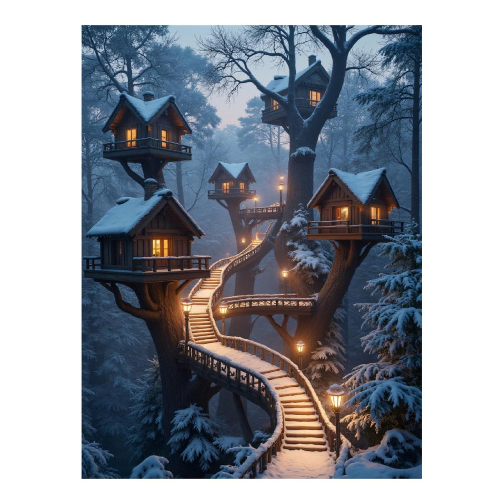 Diamond Art Kit for Adults, Magical Snowy Treehouse Village Diamond ...