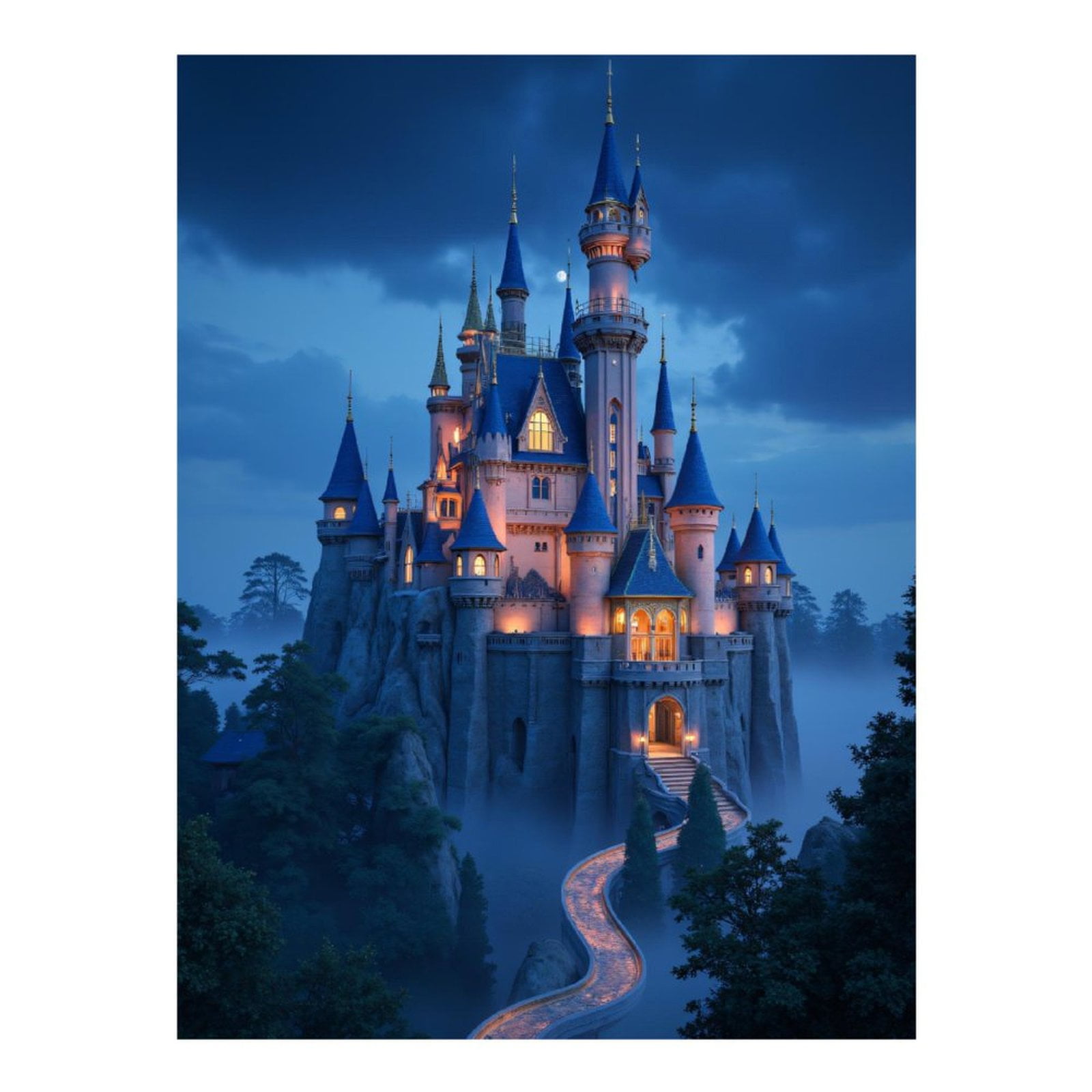 Diamond Art Kit for Adults, Majestic Blue Castle Diamond Painting for ...