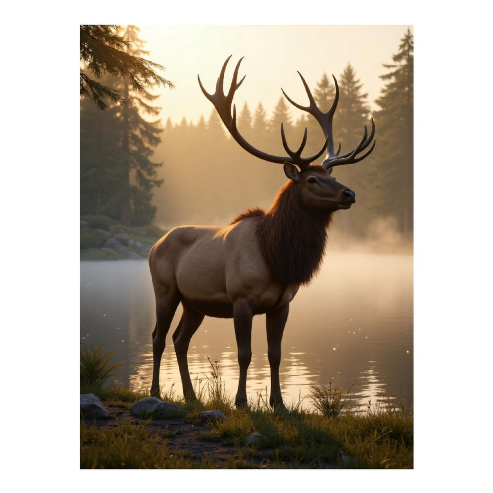 Diamond Art Kit for Adults, Majestic Elk Forest Sunrise Diamond ...