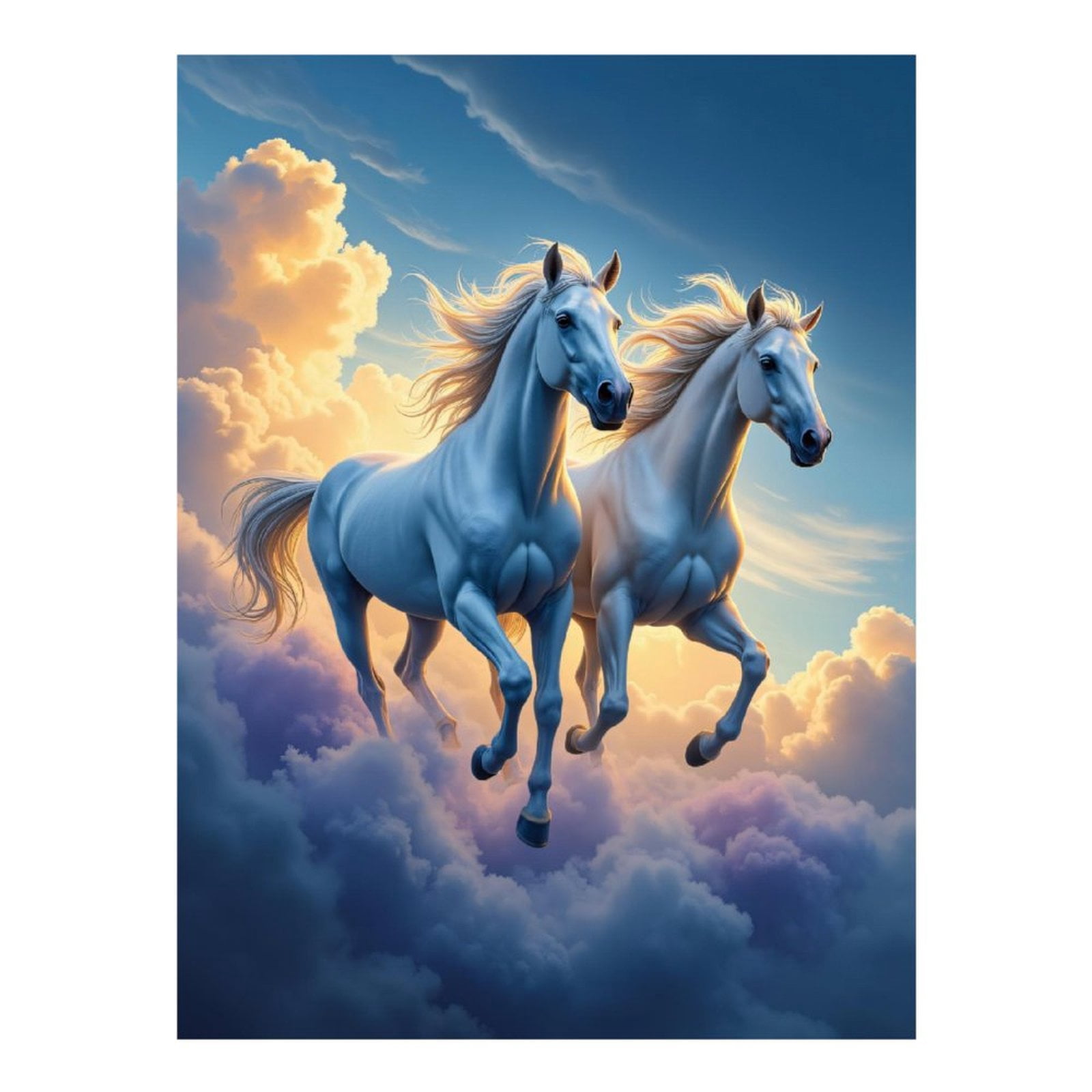 Diamond Art Kit for Adults, Majestic Horses Galloping In Clouds Diamond ...