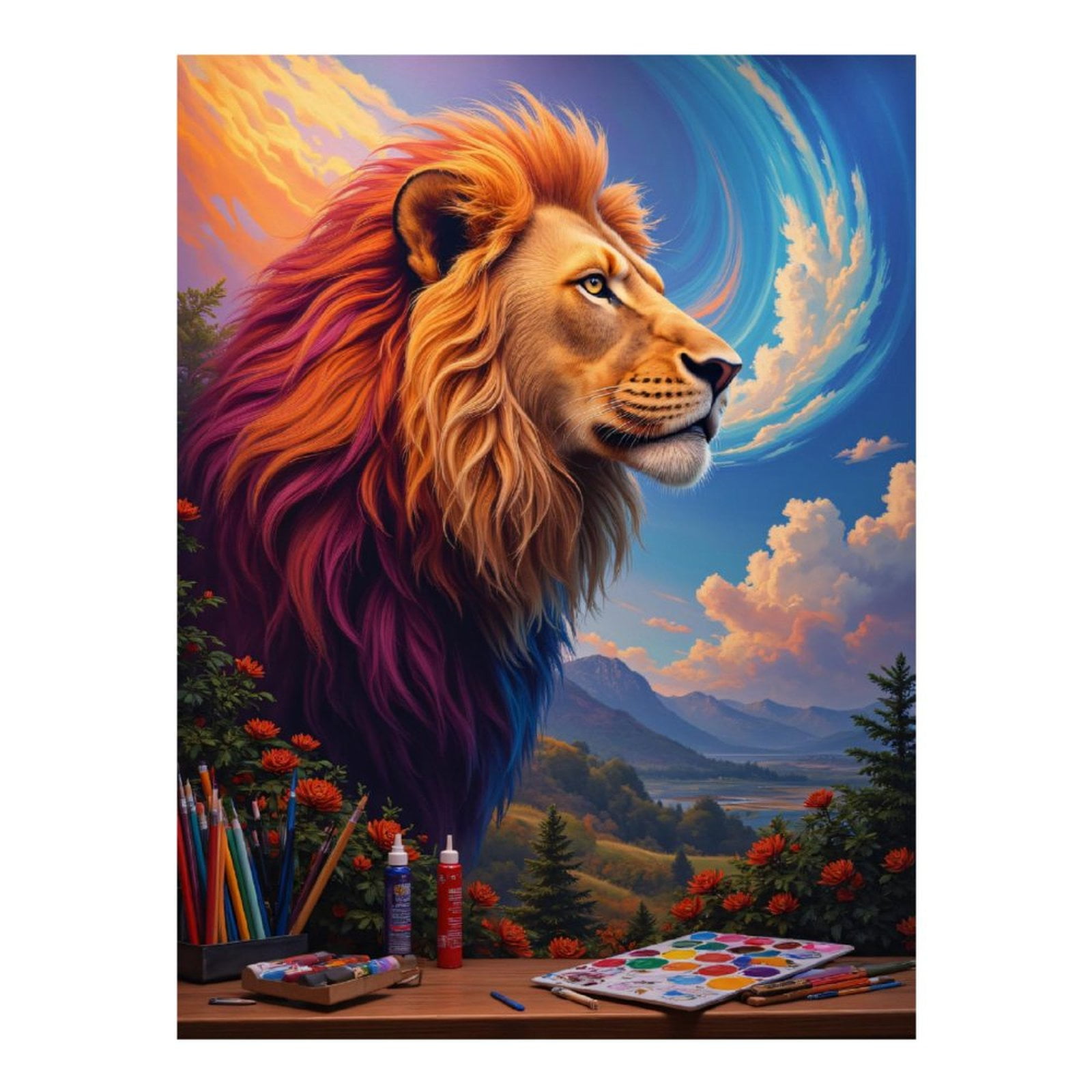 Diamond Art Kit for Adults, Majestic Lion Artistic Portrait Diamond ...