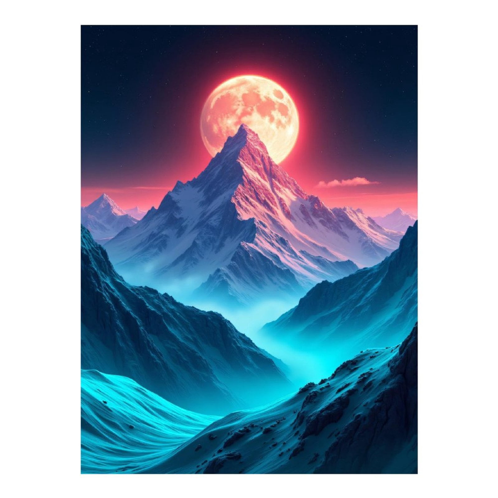 Diamond Art Kit for Adults, Majestic Mountain Lunar Glow Diamond ...