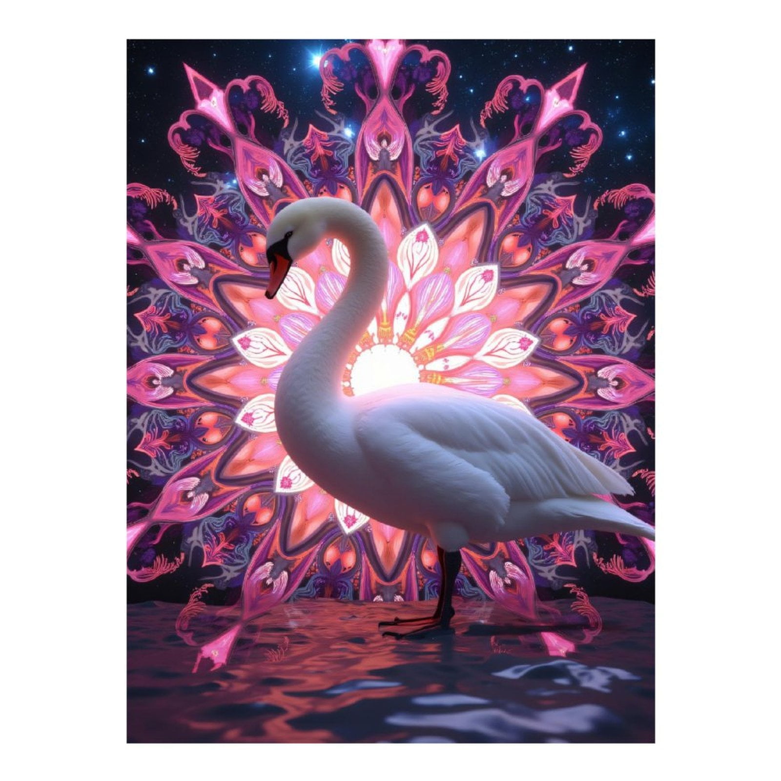 Diamond Art Kit for Adults, Majestic Swan Mandala Reflection Diamond ...