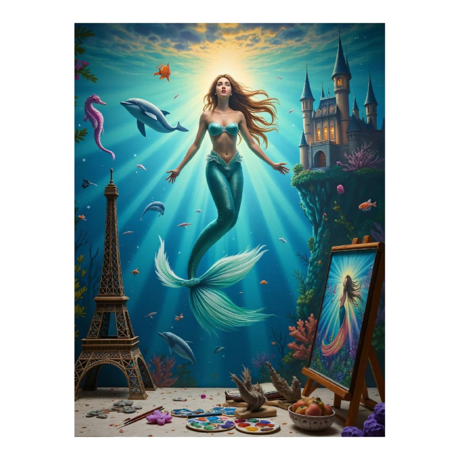 Diamond Art Kit for Adults, Mermaid Fantasy Ocean Art Elements Diamond ...