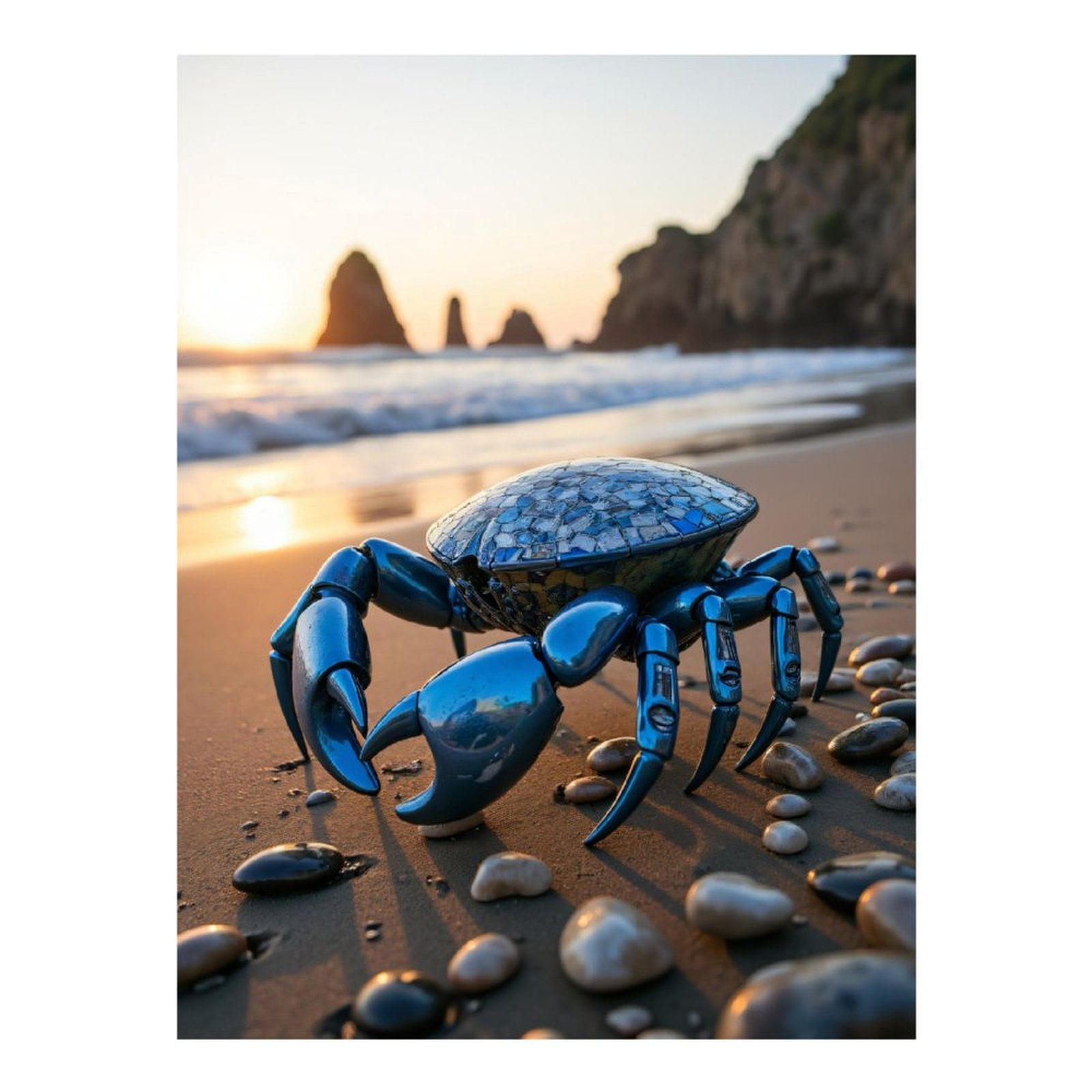 Diamond Art Kit for Adults, Metallic Crab Sunset Beach Scene Diamond ...