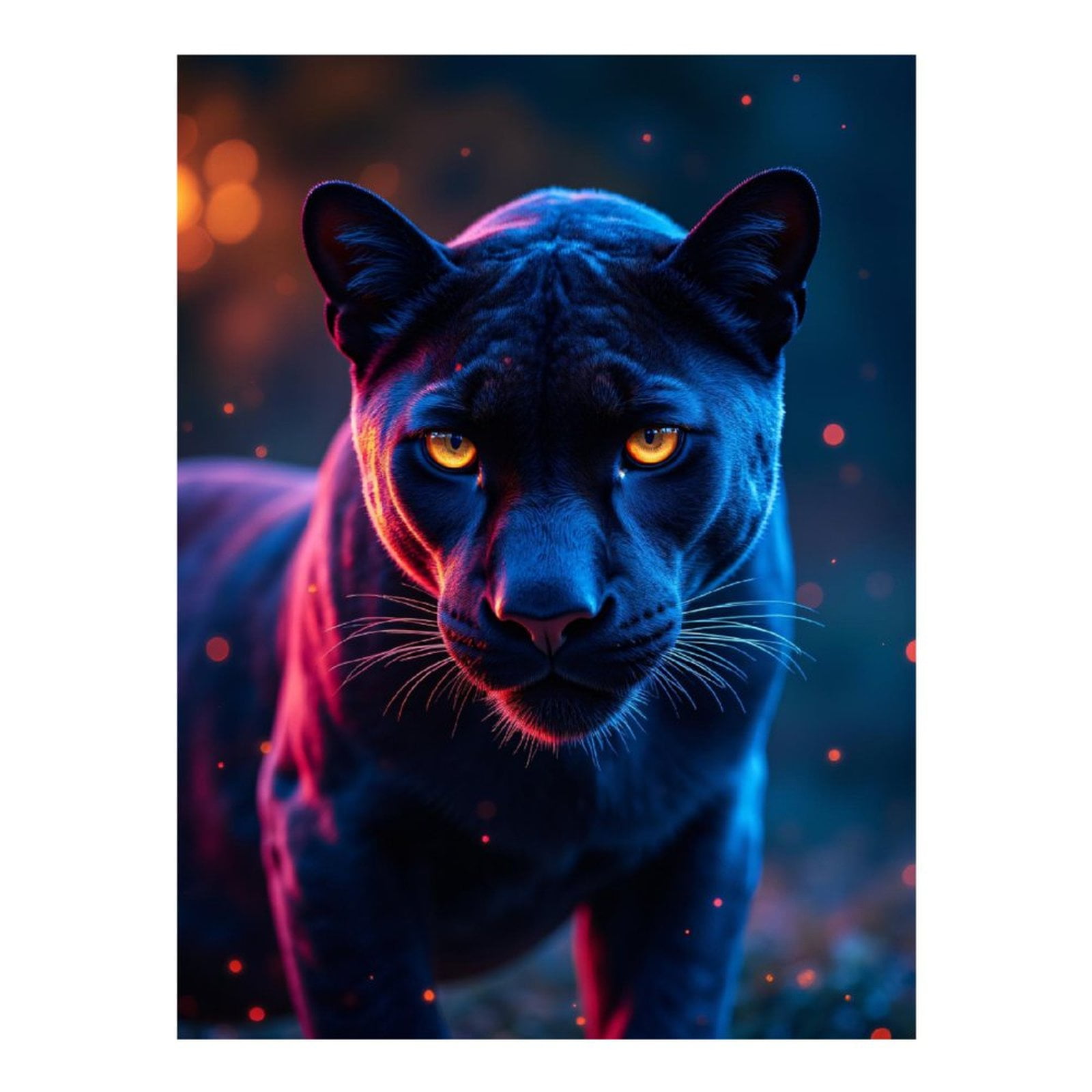 Diamond Art Kit for Adults, Midnight Panther Neon Eyes Diamond Painting ...