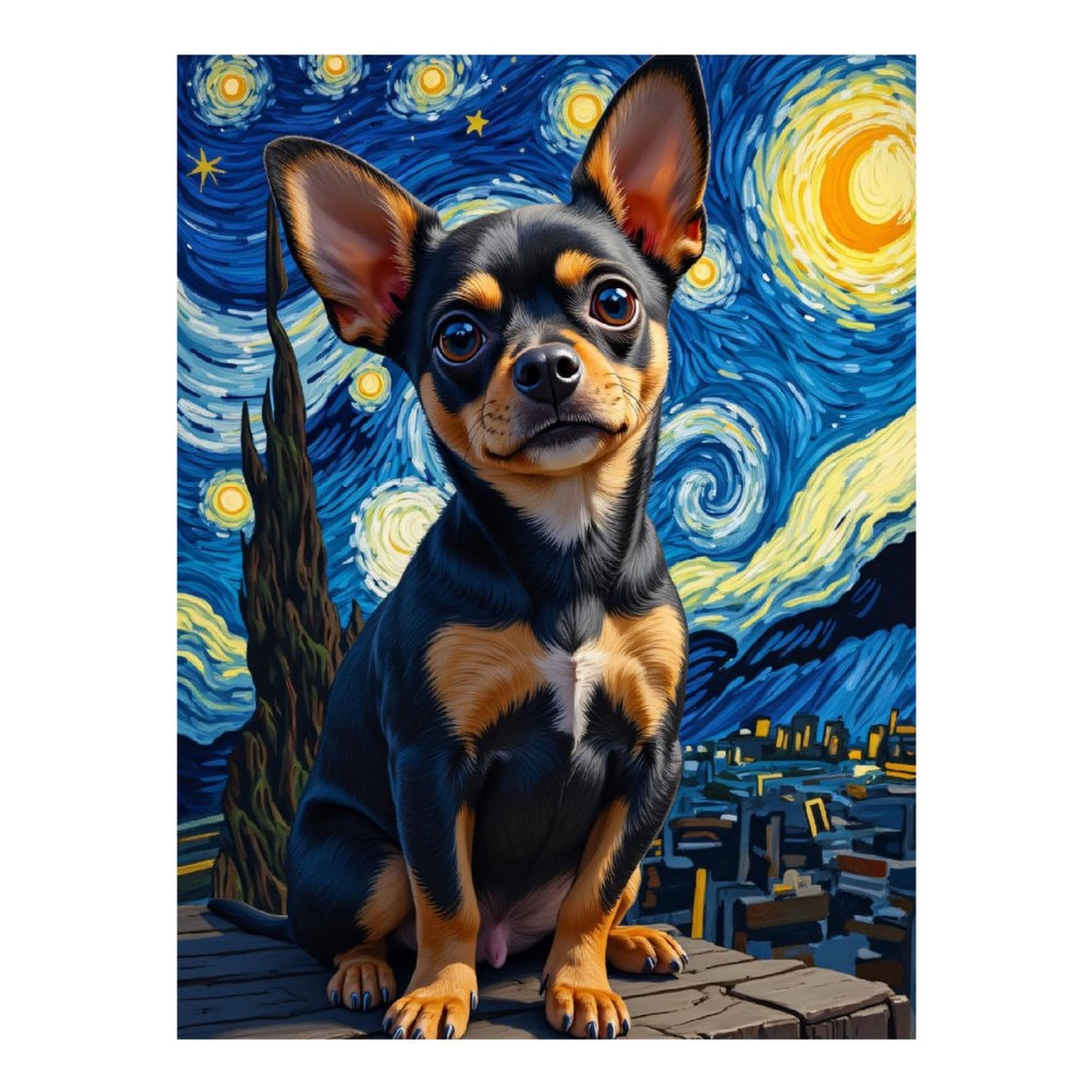 Diamond Art Kit for Adults, Miniature Dog Starry Night Fusion Diamond ...