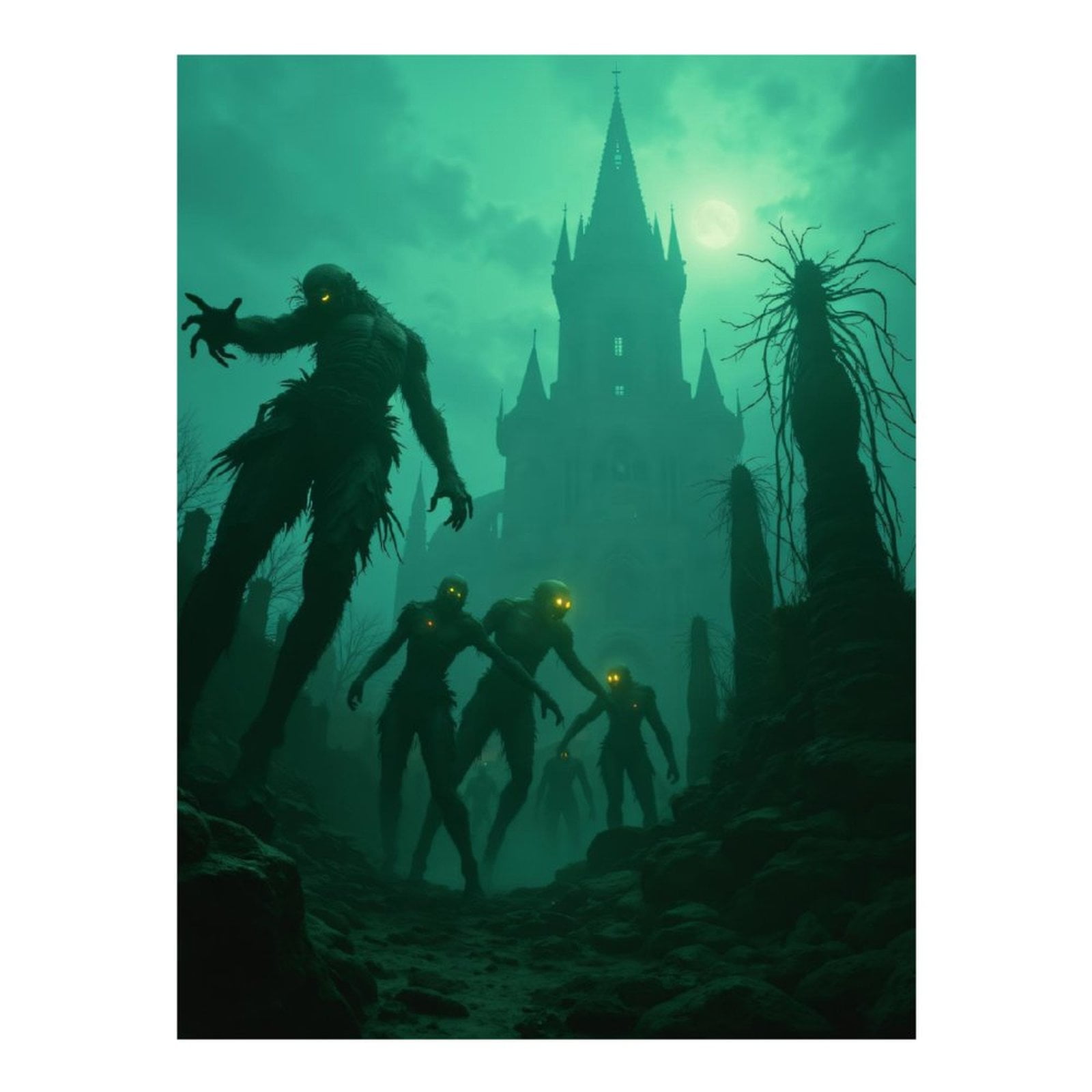 Diamond Art Kit for Adults, Moonlit Castle Eerie Creatures Diamond ...