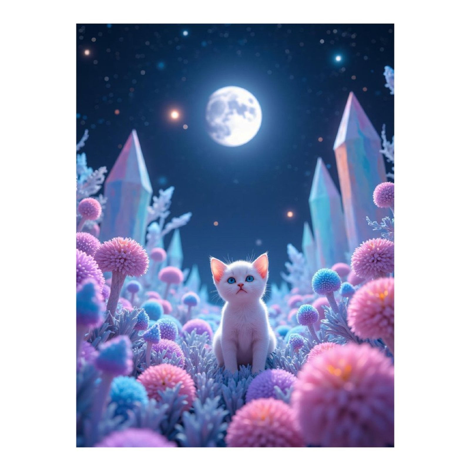 Diamond Art Kit for Adults, Moonlit Fantasy Cat Realm Diamond Painting ...