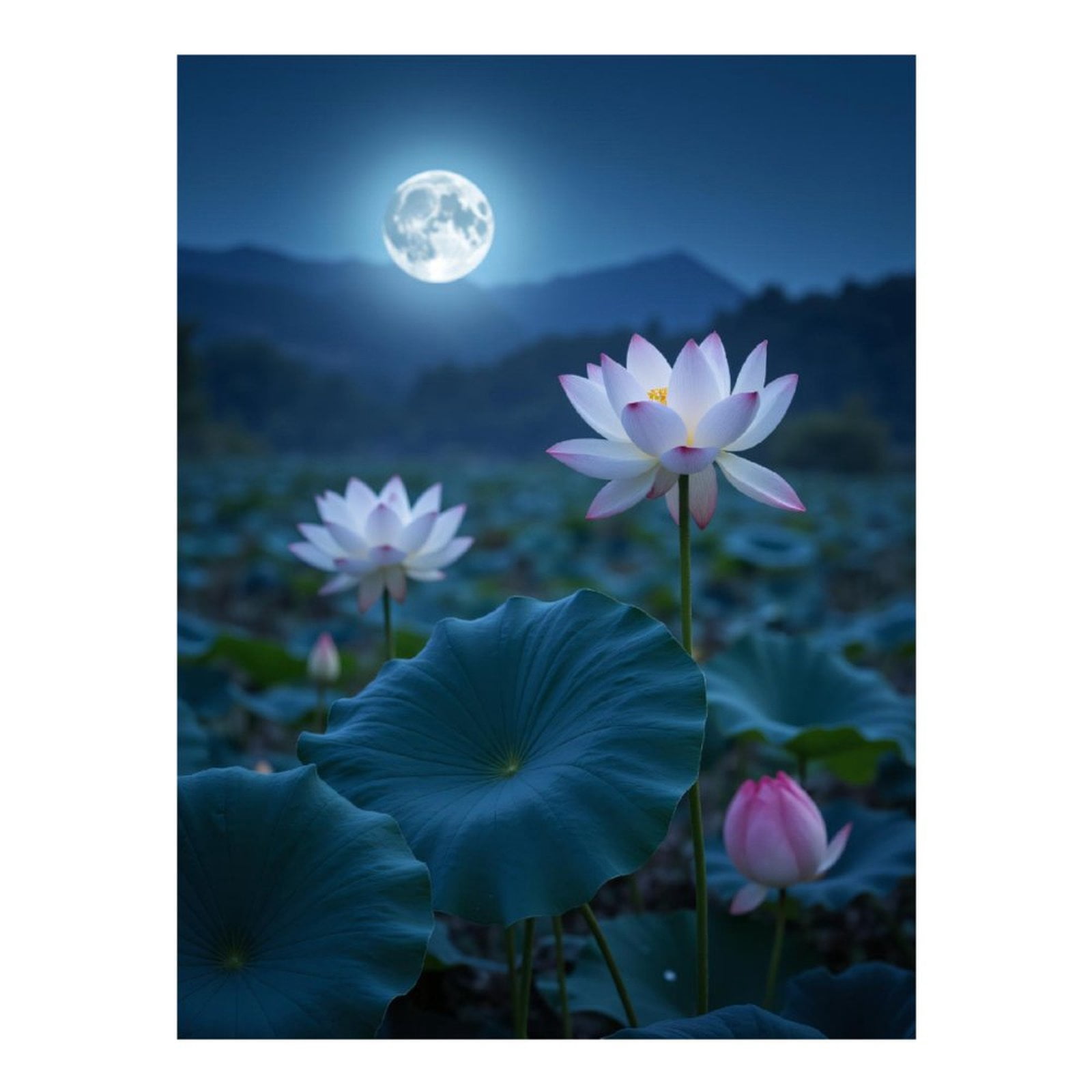Diamond Art Kit for Adults, Moonlit Lotus Serenity Diamond Painting for ...
