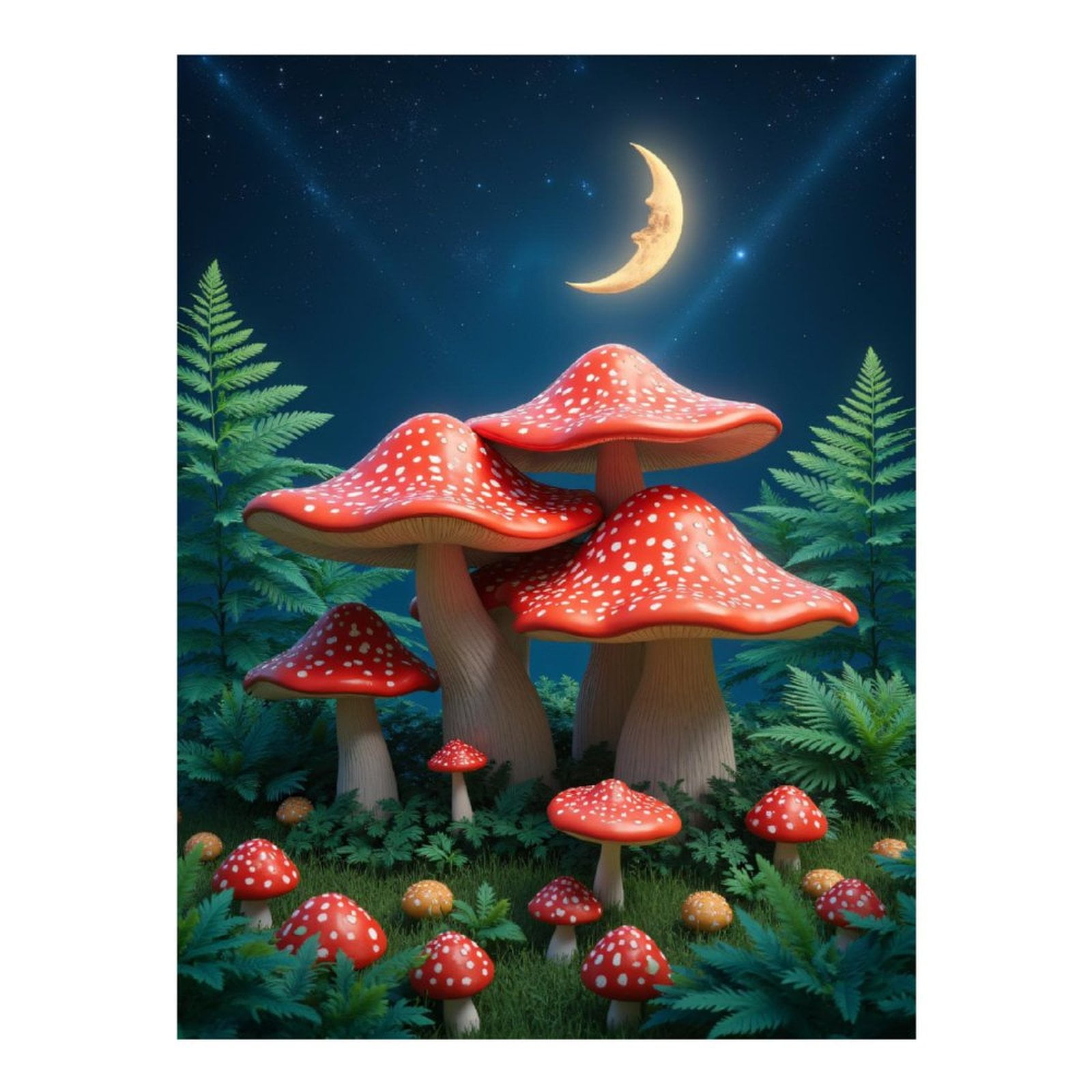 Diamond Art Kit for Adults, Moonlit Magical Mushroom Forest Diamond ...