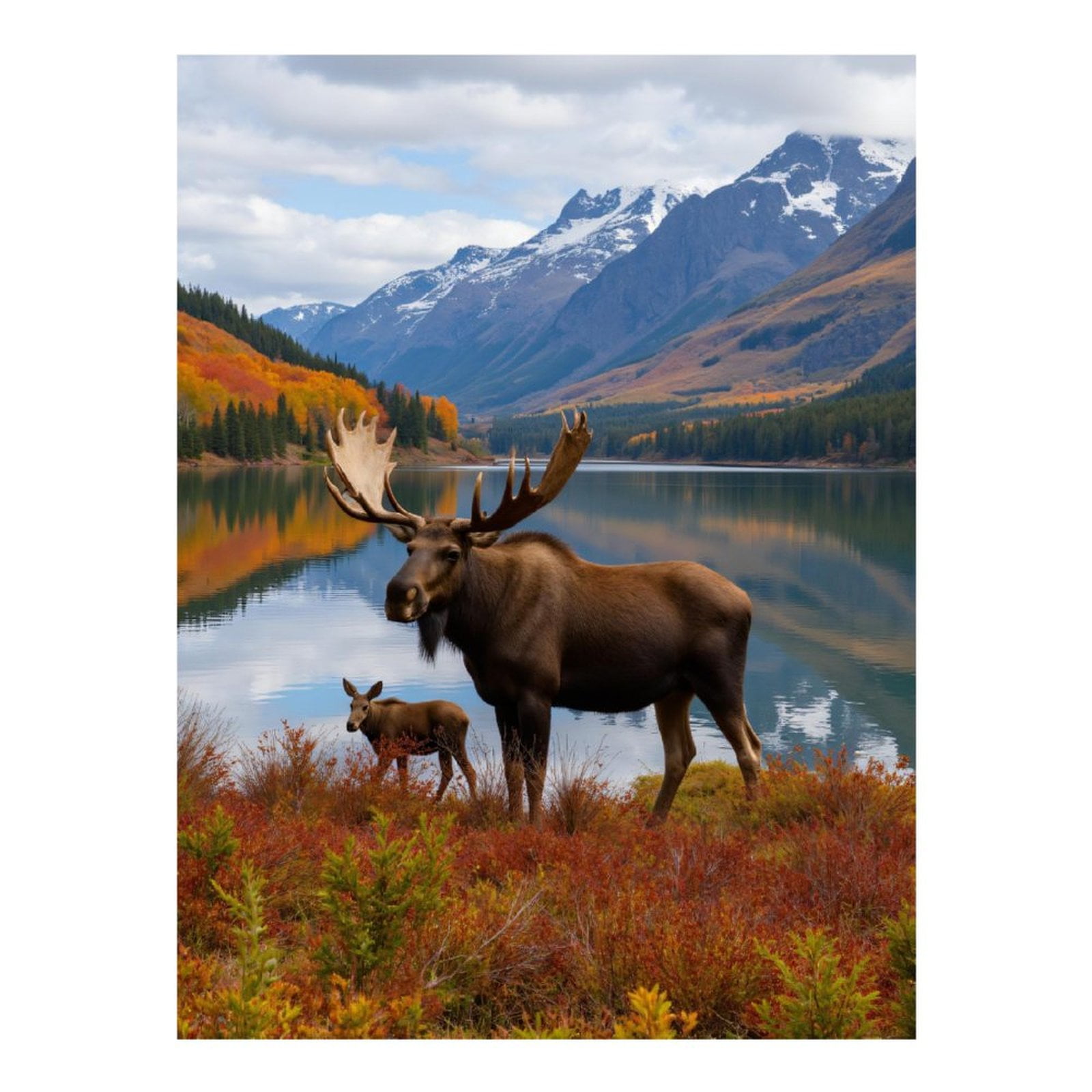 Diamond Art Kit for Adults, Moose Lake Autumn Reflection Scene Diamond ...