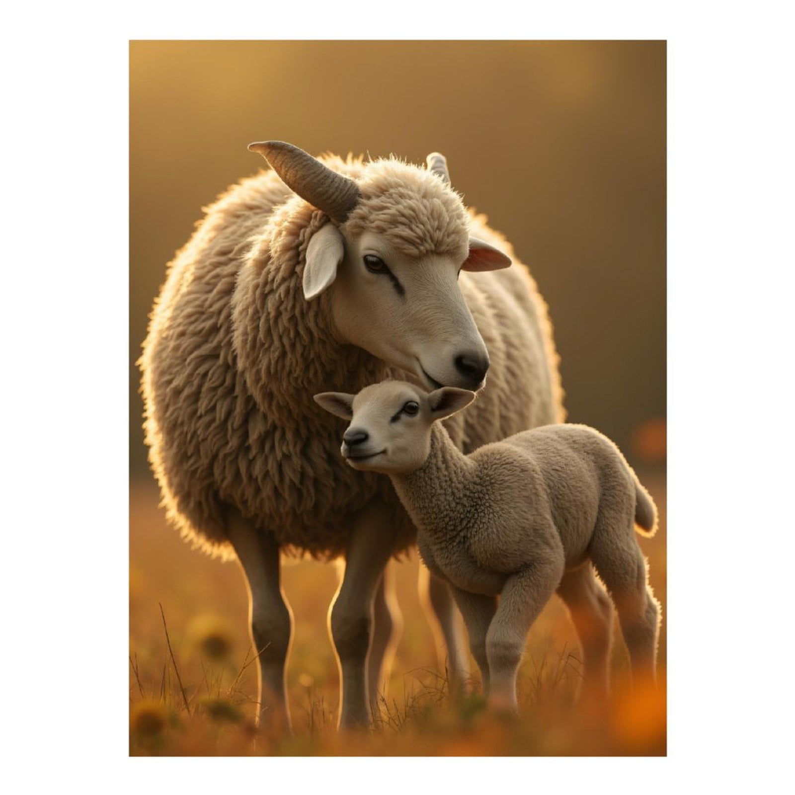 Diamond Art Kit for Adults, Mother Sheep With Lamb Meadow Diamond ...