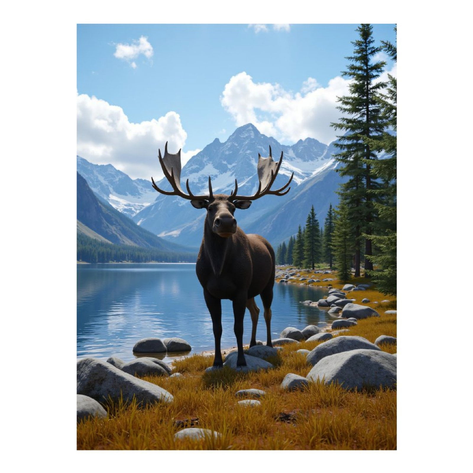 Diamond Art Kit for Adults, Mountain Lake Moose Serenity Diamond ...