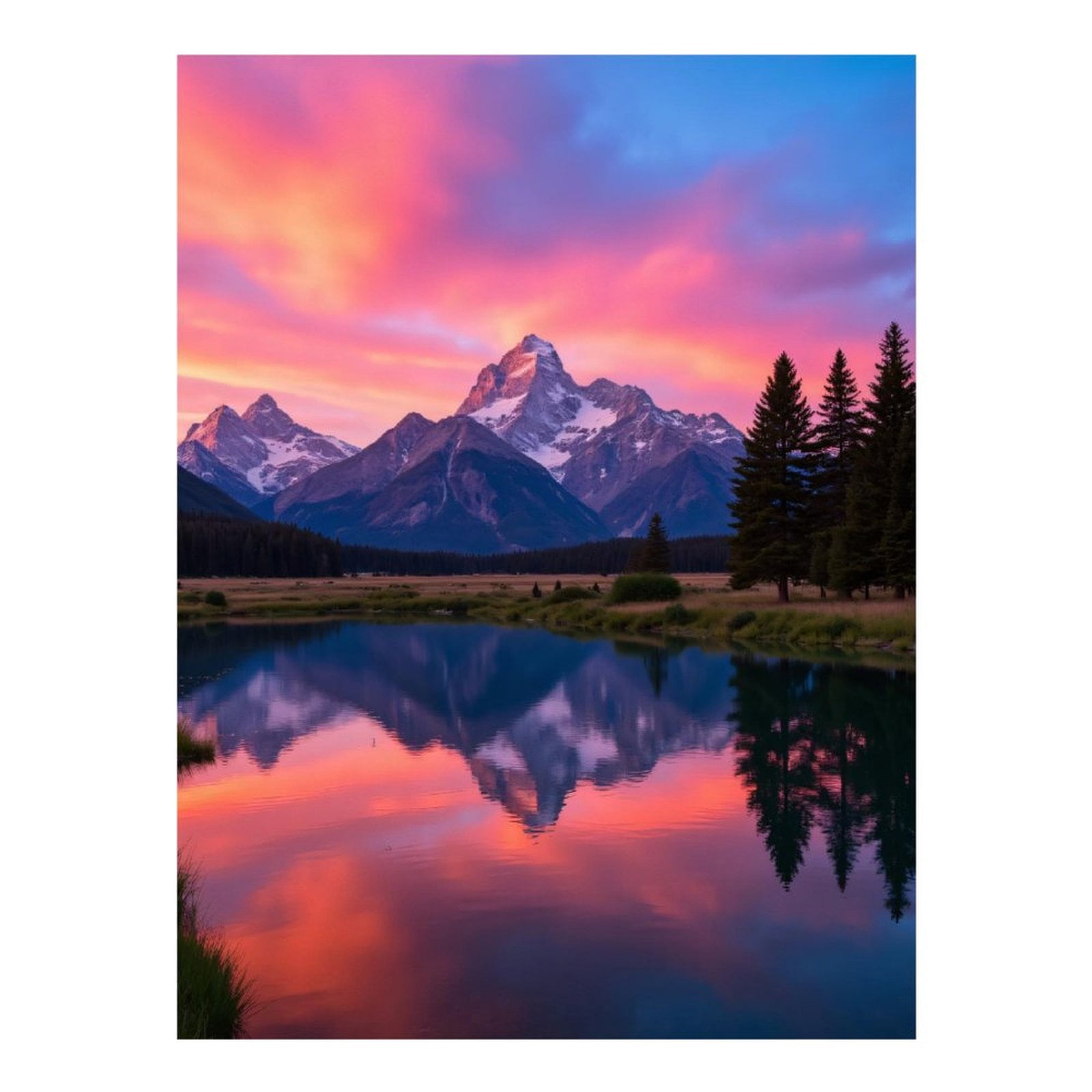 Diamond Art Kit for Adults, Mountain Sunset Reflection Lake Diamond ...