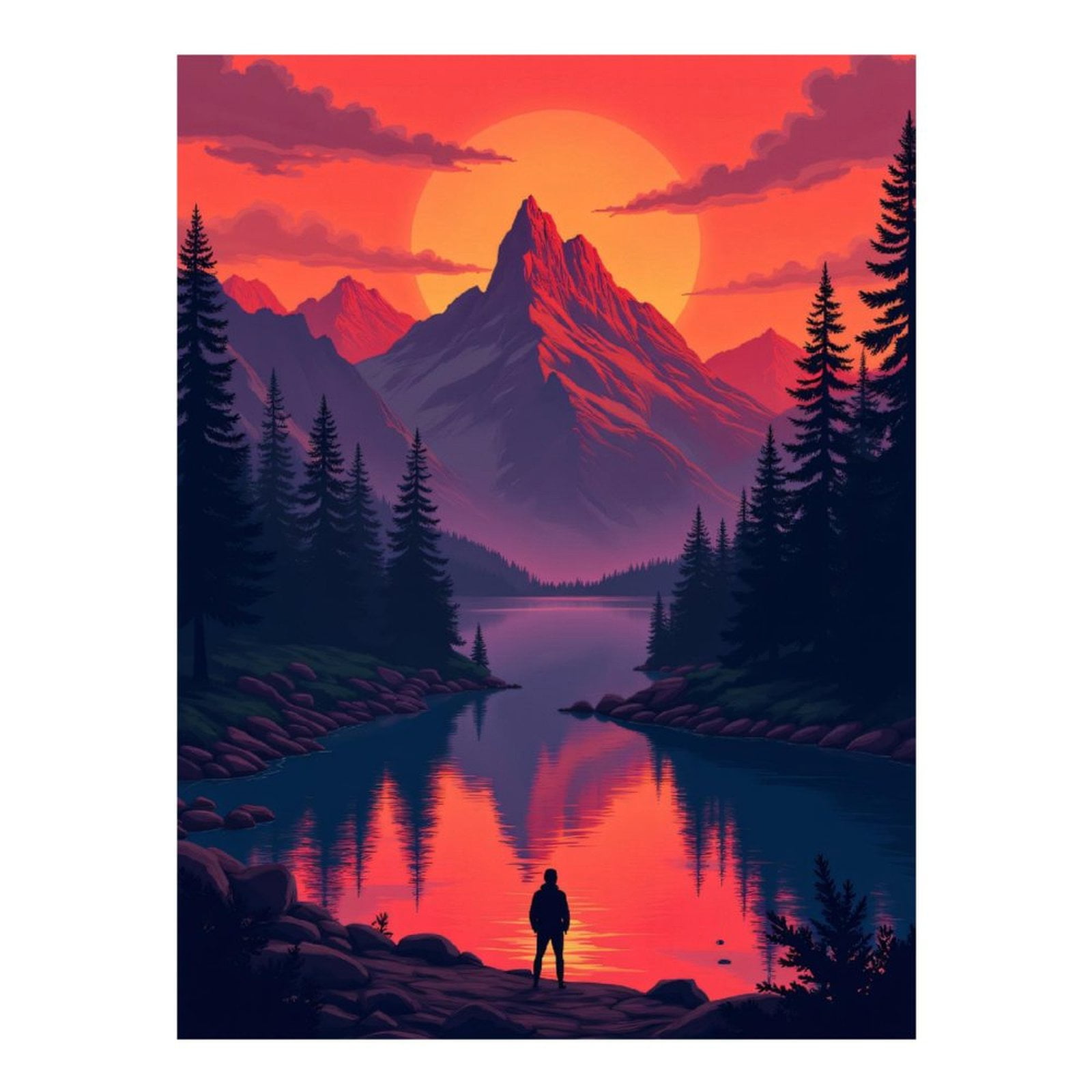 Diamond Art Kit for Adults, Mountain Sunset Reflection Tranquility ...