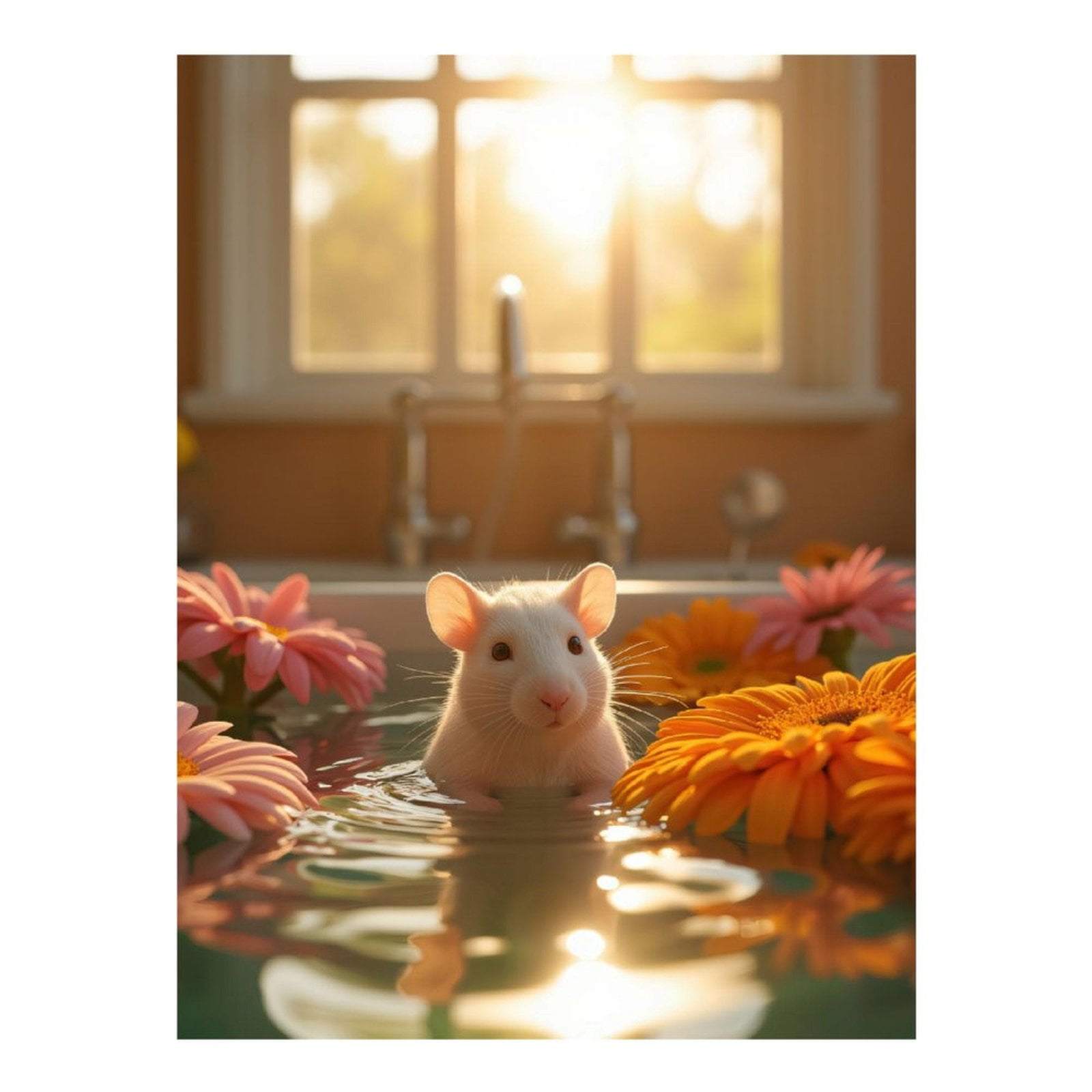 Diamond Art Kit for Adults, Mouse Bathing Floral Sunlit Scene Diamond ...