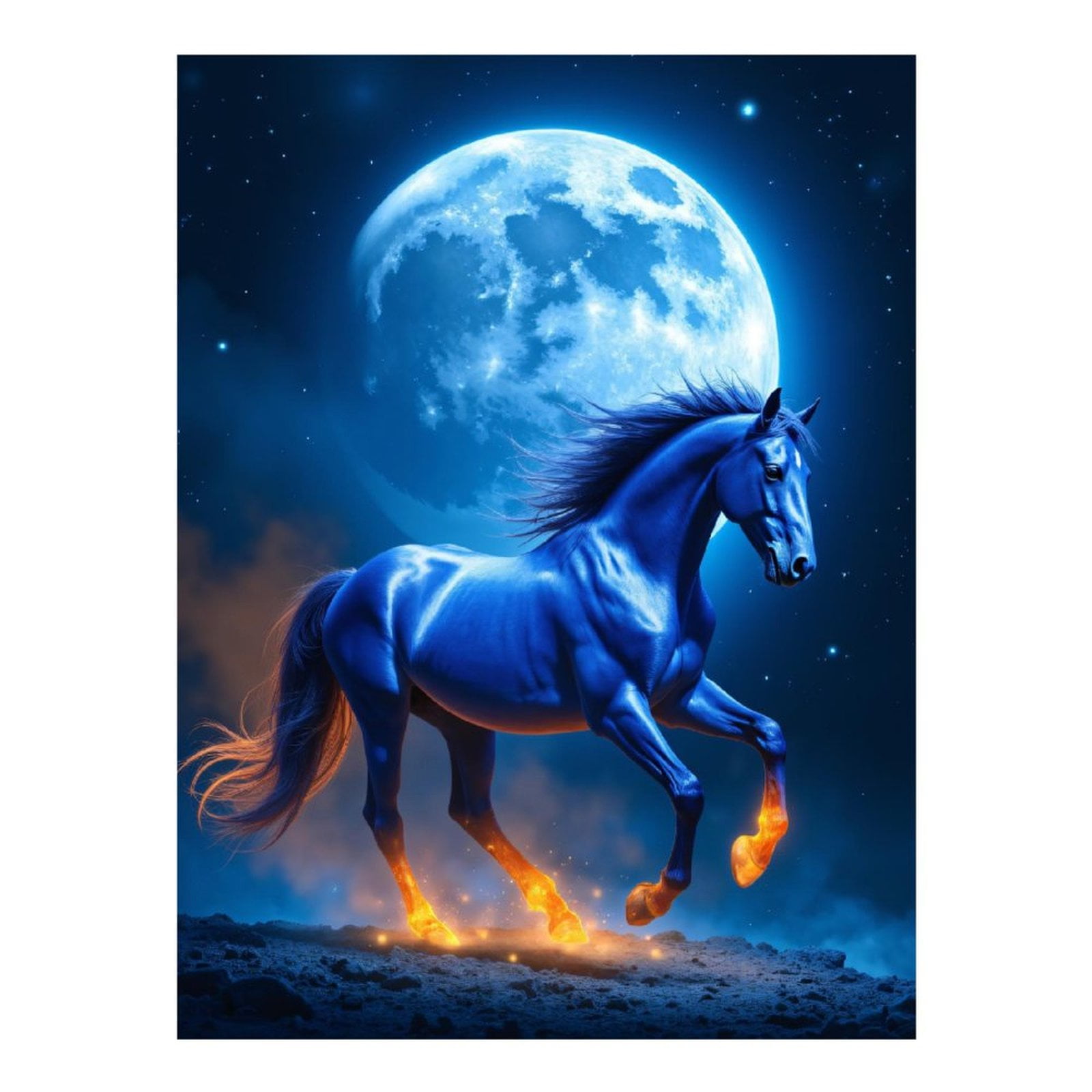 Diamond Art Kit for Adults, Mystical Blue Horse Moonlight Diamond ...