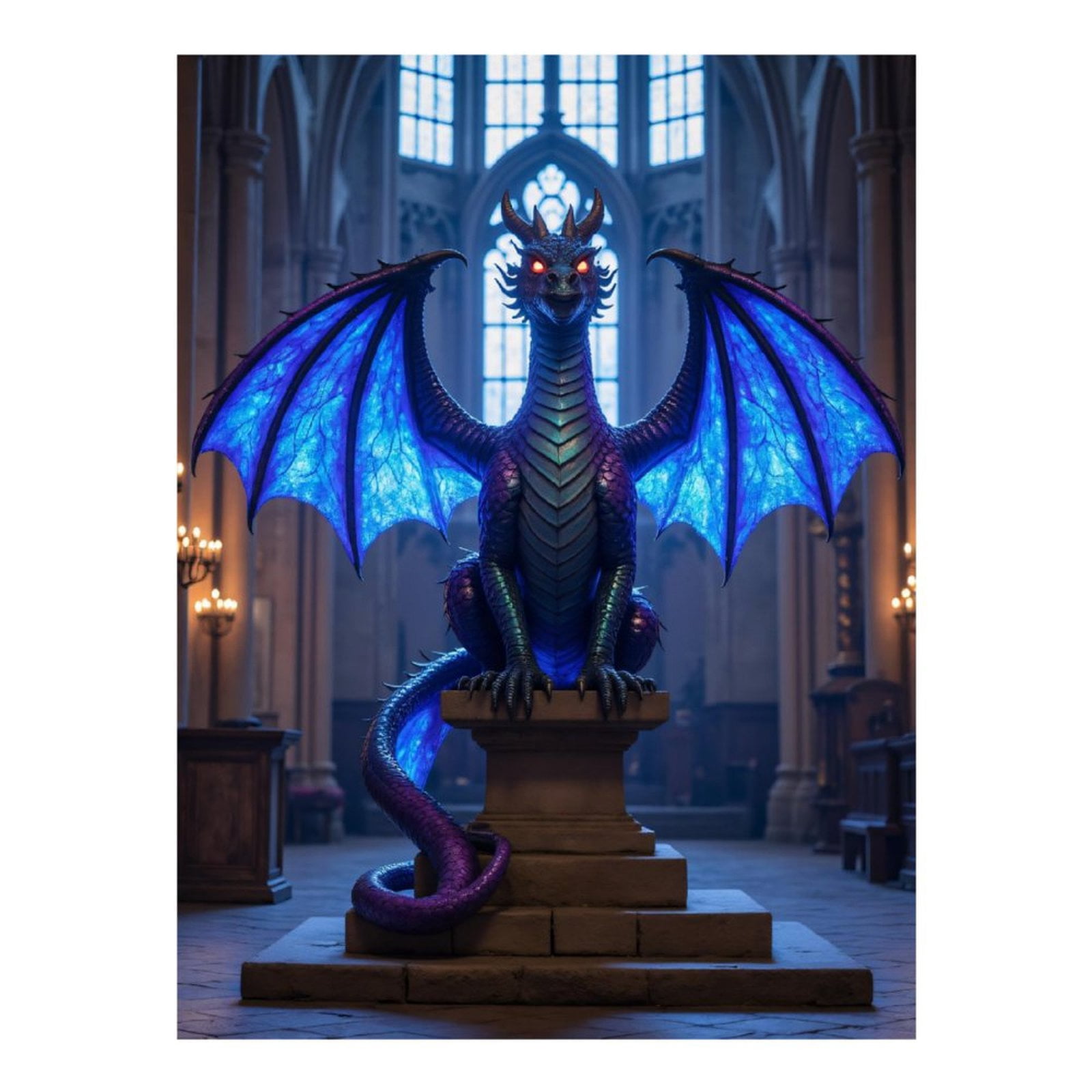 Diamond Art Kit for Adults, Mystical Blue Winged Creature Diamond ...