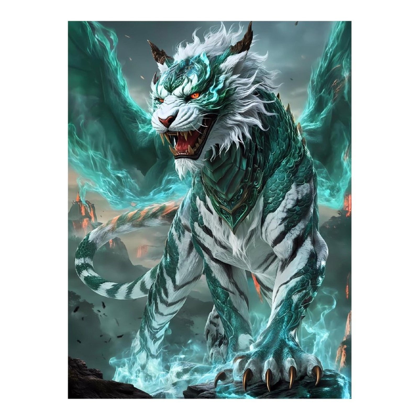 Diamond Art Kit for Adults, Mythical Winged Tiger Creature Fantasy ...