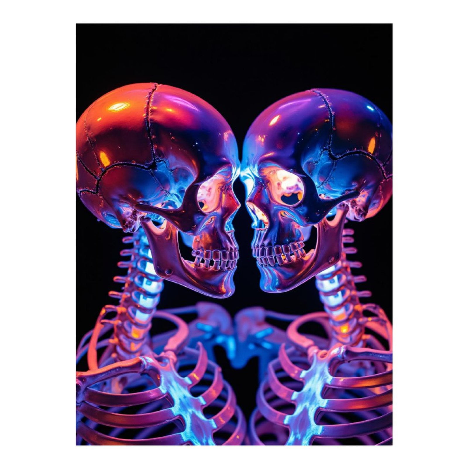 Diamond Art Kit for Adults, Neon Skeletons Face To Face Diamond ...
