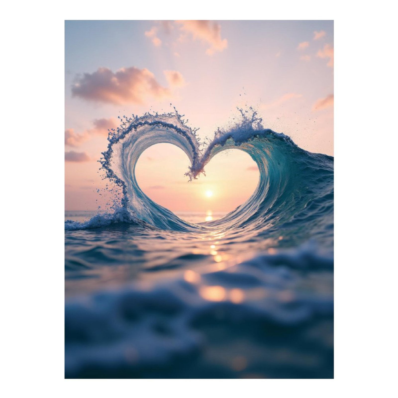 Diamond Art Kit for Adults, Ocean Heart Waves Sunset View Diamond ...