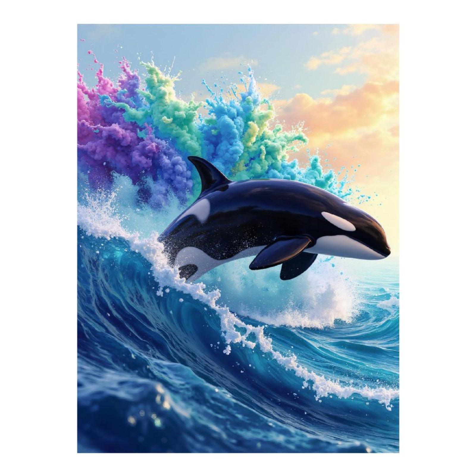 Diamond Art Kit for Adults, Ocean Rainbow Whale Jumping Diamond ...