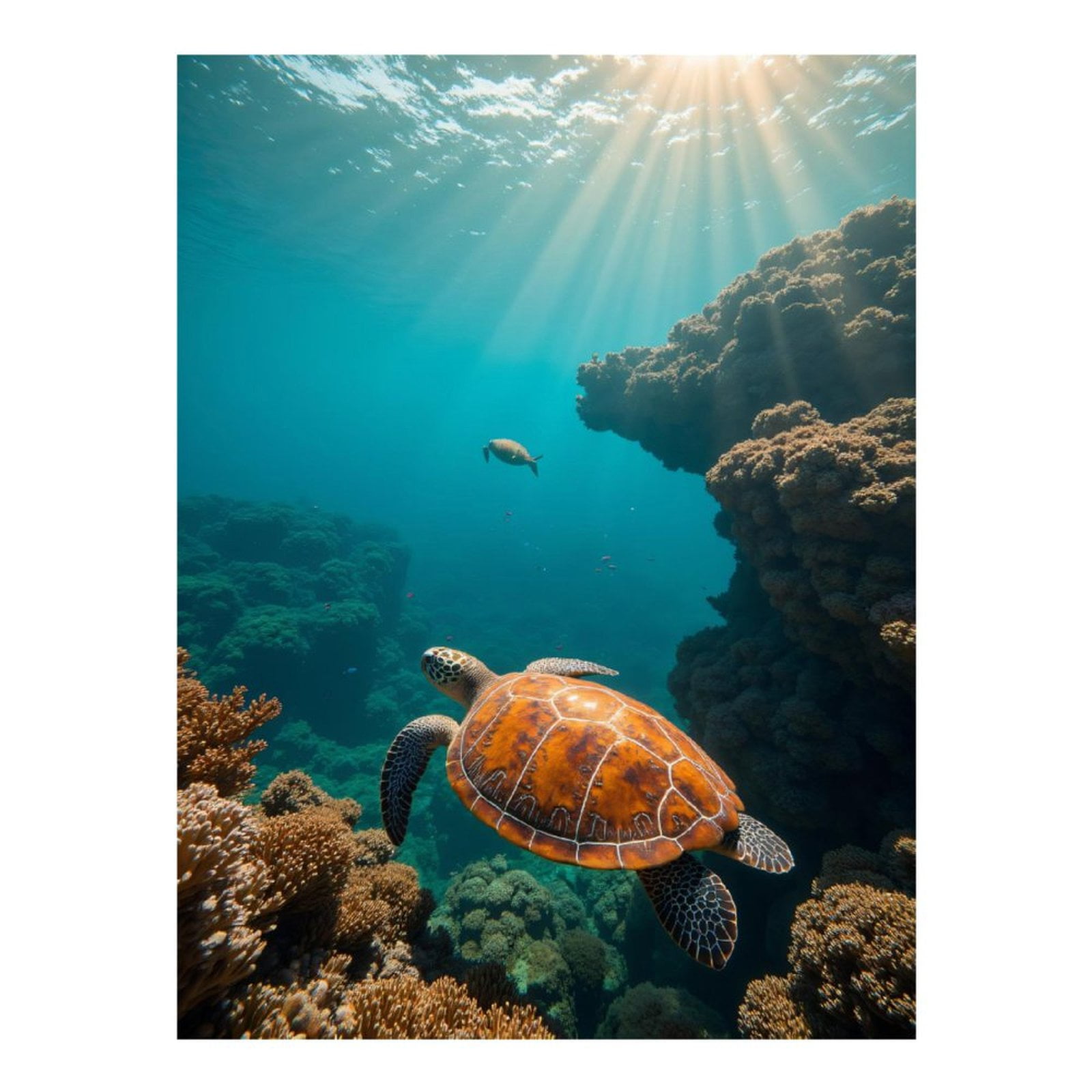 Diamond Art Kit for Adults, Ocean Turtle Coral Reef Sunbeams Diamond ...