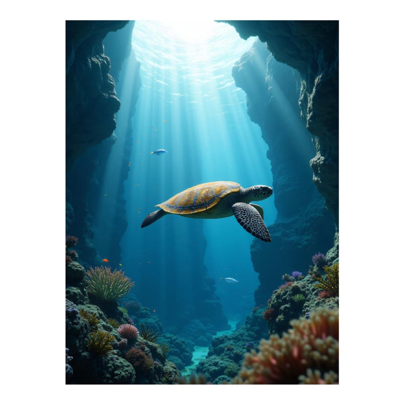 Diamond Art Kit for Adults, Ocean Turtle Underwater Cave Scene Diamond ...