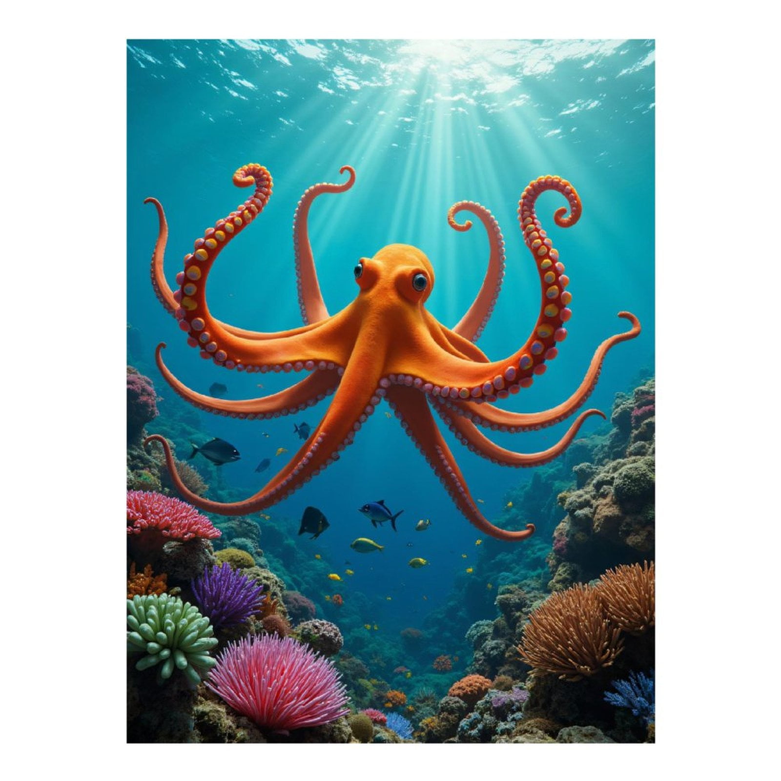 Diamond Art Kit for Adults, Octopus Coral Reef Underwater Scene Diamond ...