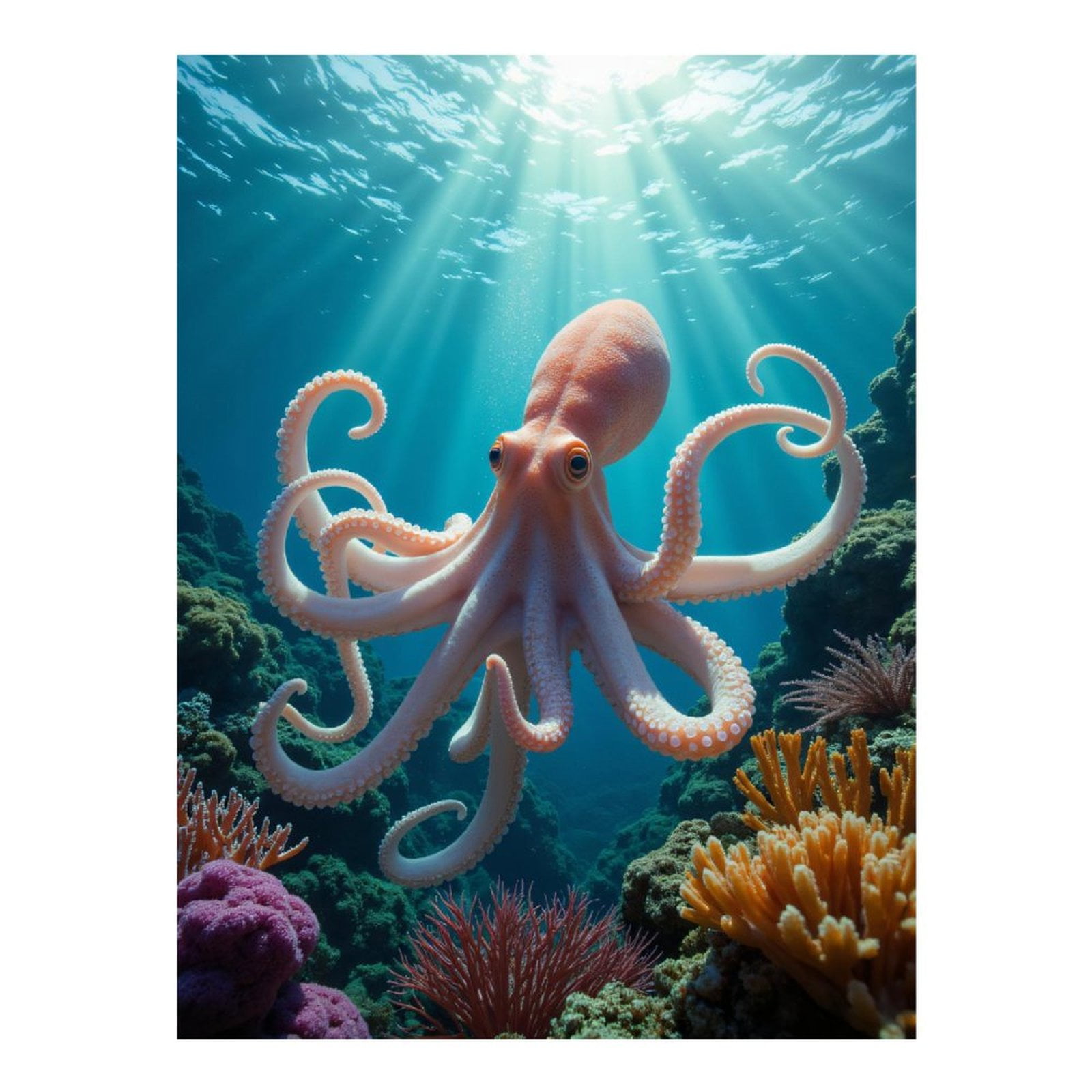 Diamond Art Kit for Adults, Octopus Underwater Coral Reef Scene Diamond ...