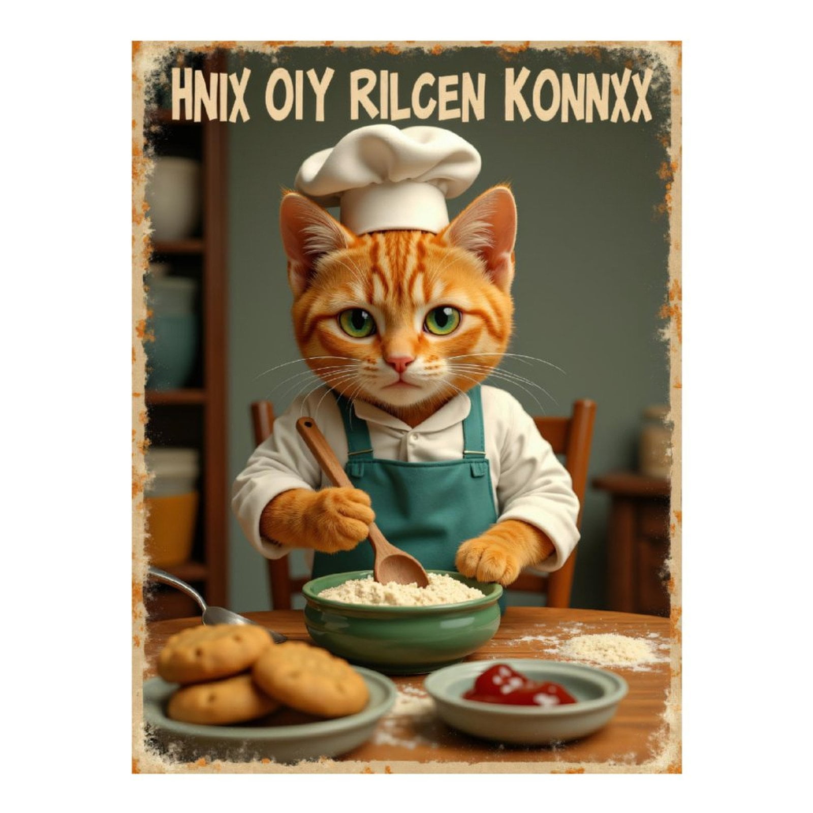 Diamond Art Kit for Adults, Orange Feline Chef Baking Diamond Painting ...
