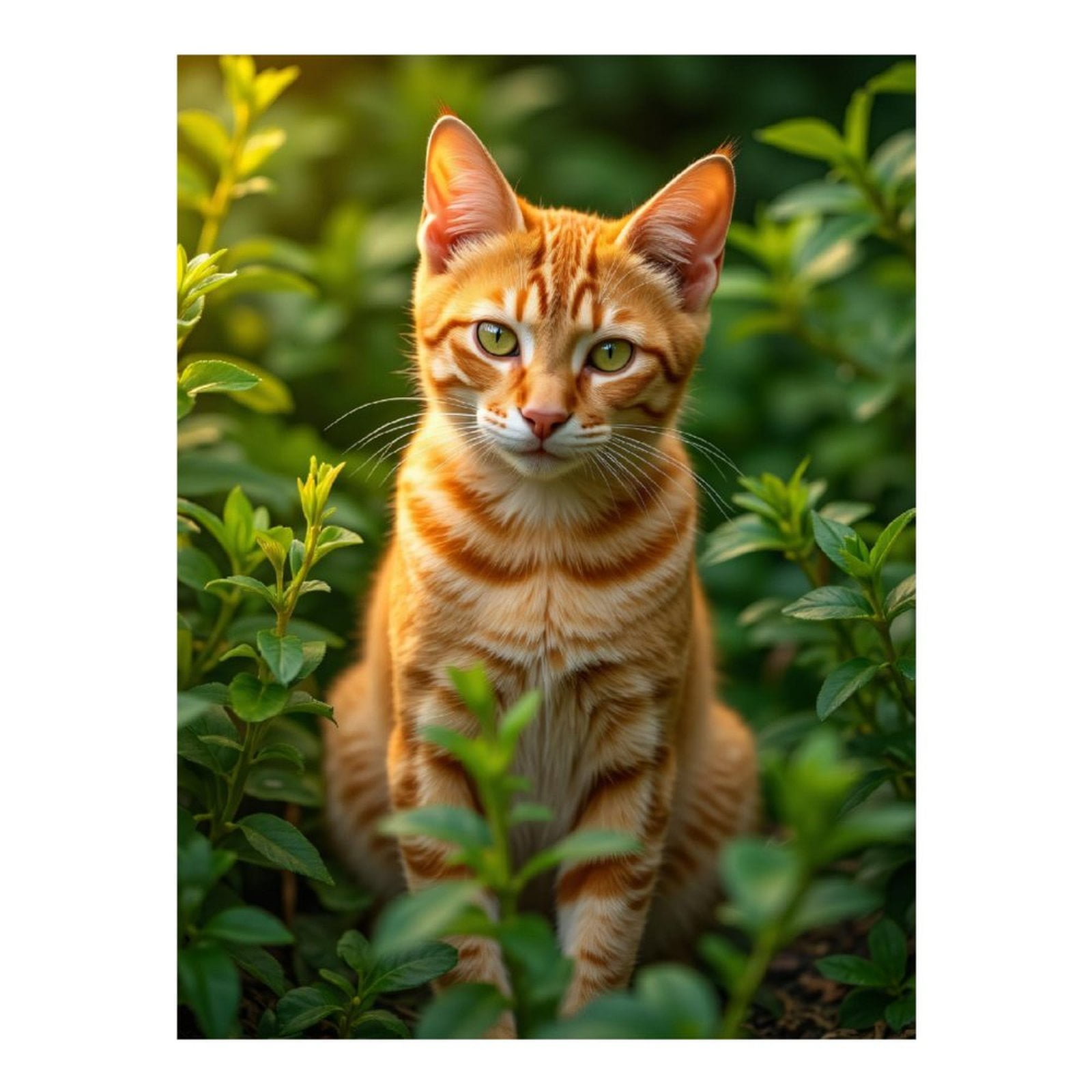 Diamond Art Kit for Adults, Orange Tabby Cat In Lush Garden Diamond ...