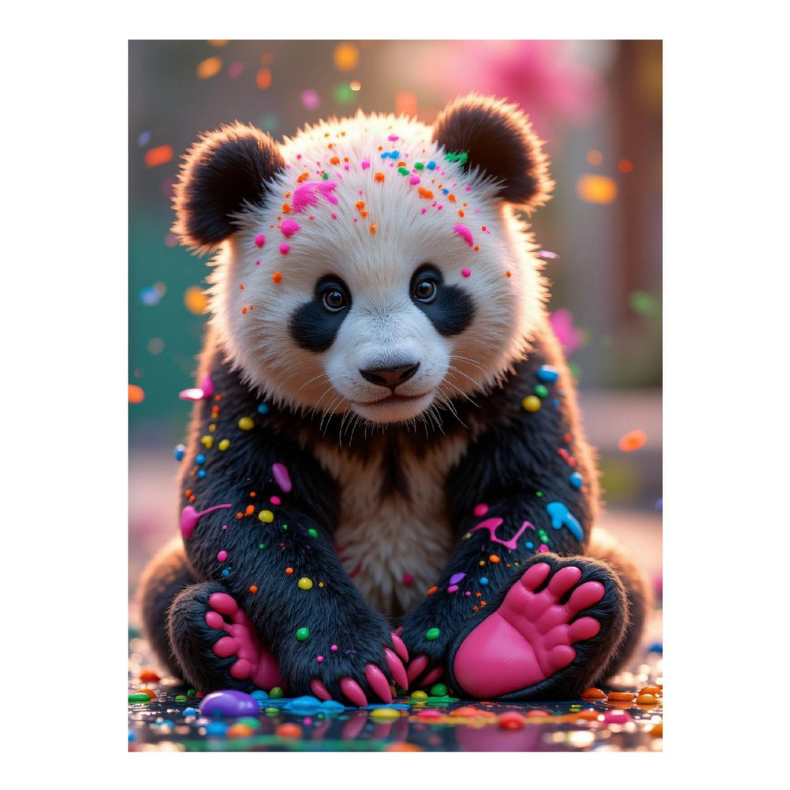 Diamond Art Kit for Adults, Panda Colorful Sprinkles Playful Scene ...