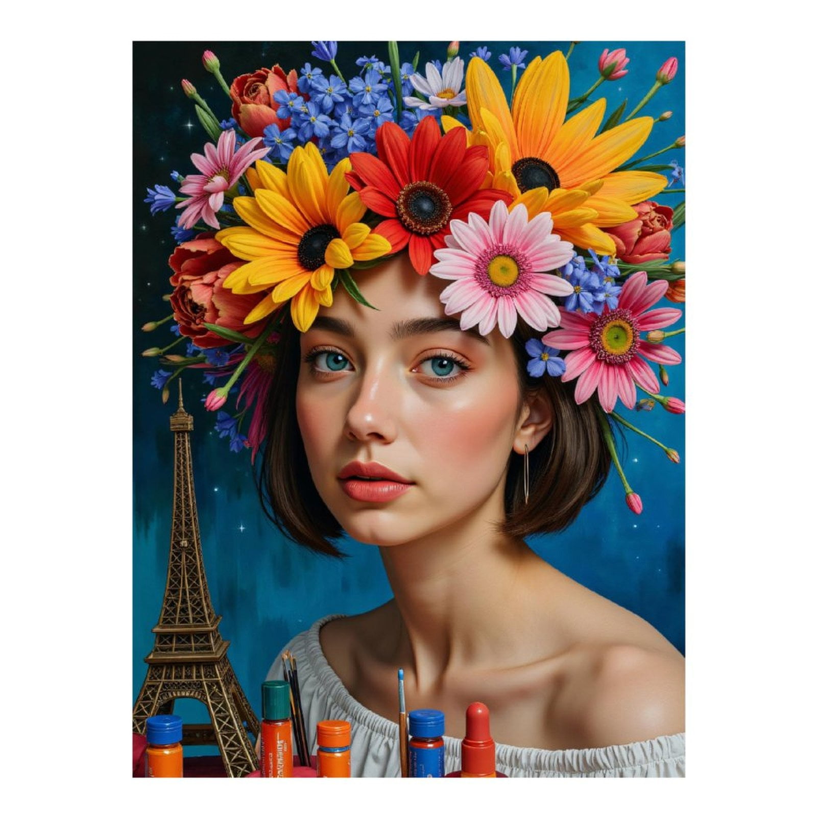 Diamond Art Kit for Adults, Parisian Floral Portrait Artistry Diamond ...