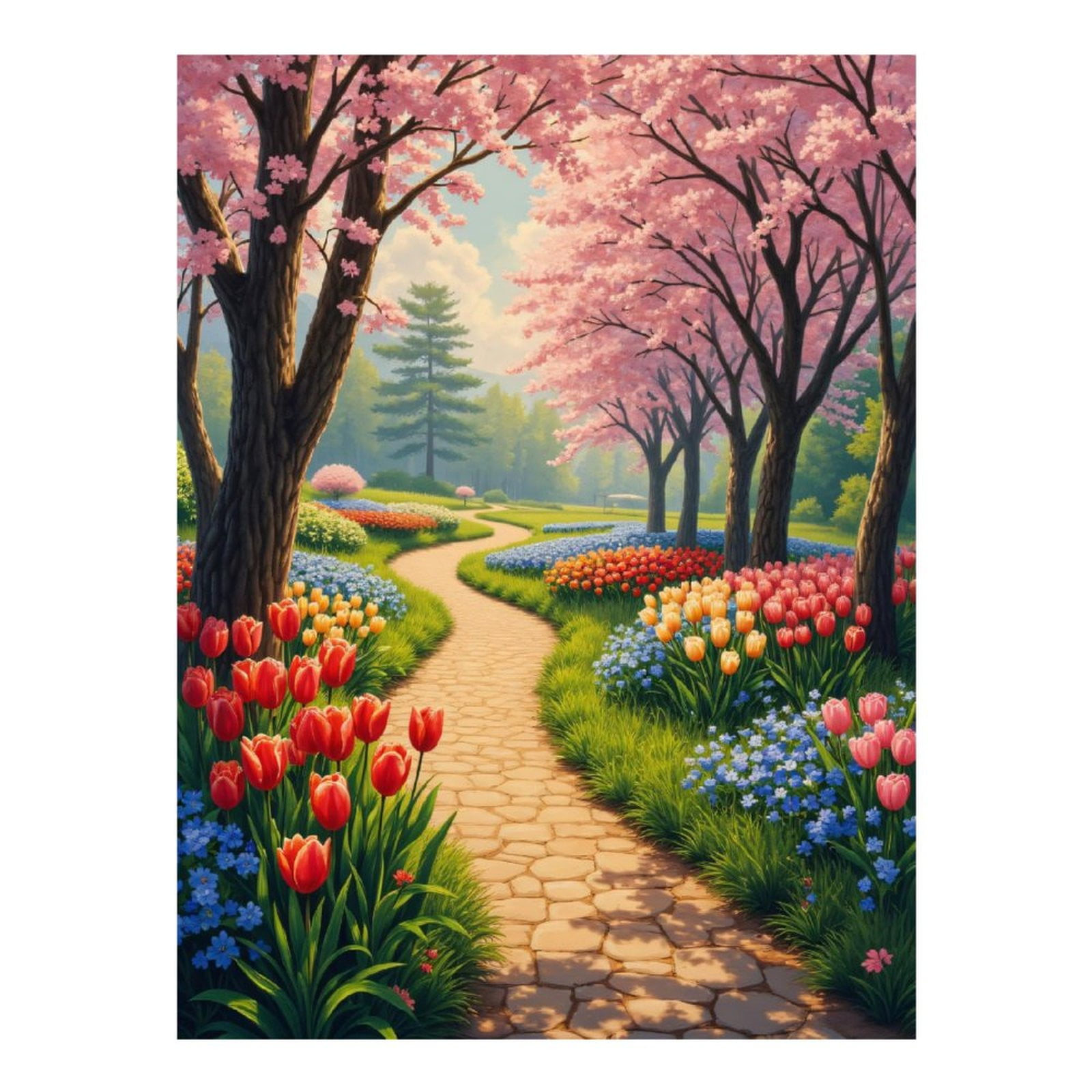 Diamond Art Kit for Adults, Pathway Through Blooming Garden Diamond ...
