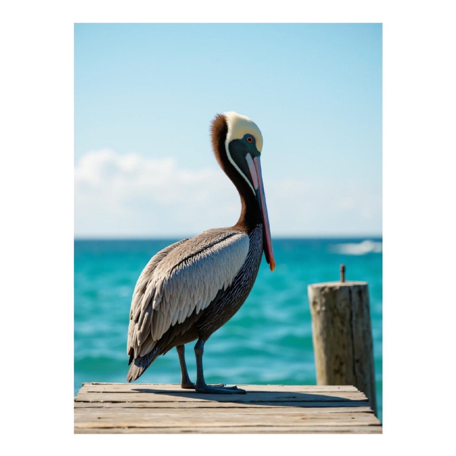Diamond Art Kit for Adults, Pelican On Sunny Ocean Pier Diamond ...