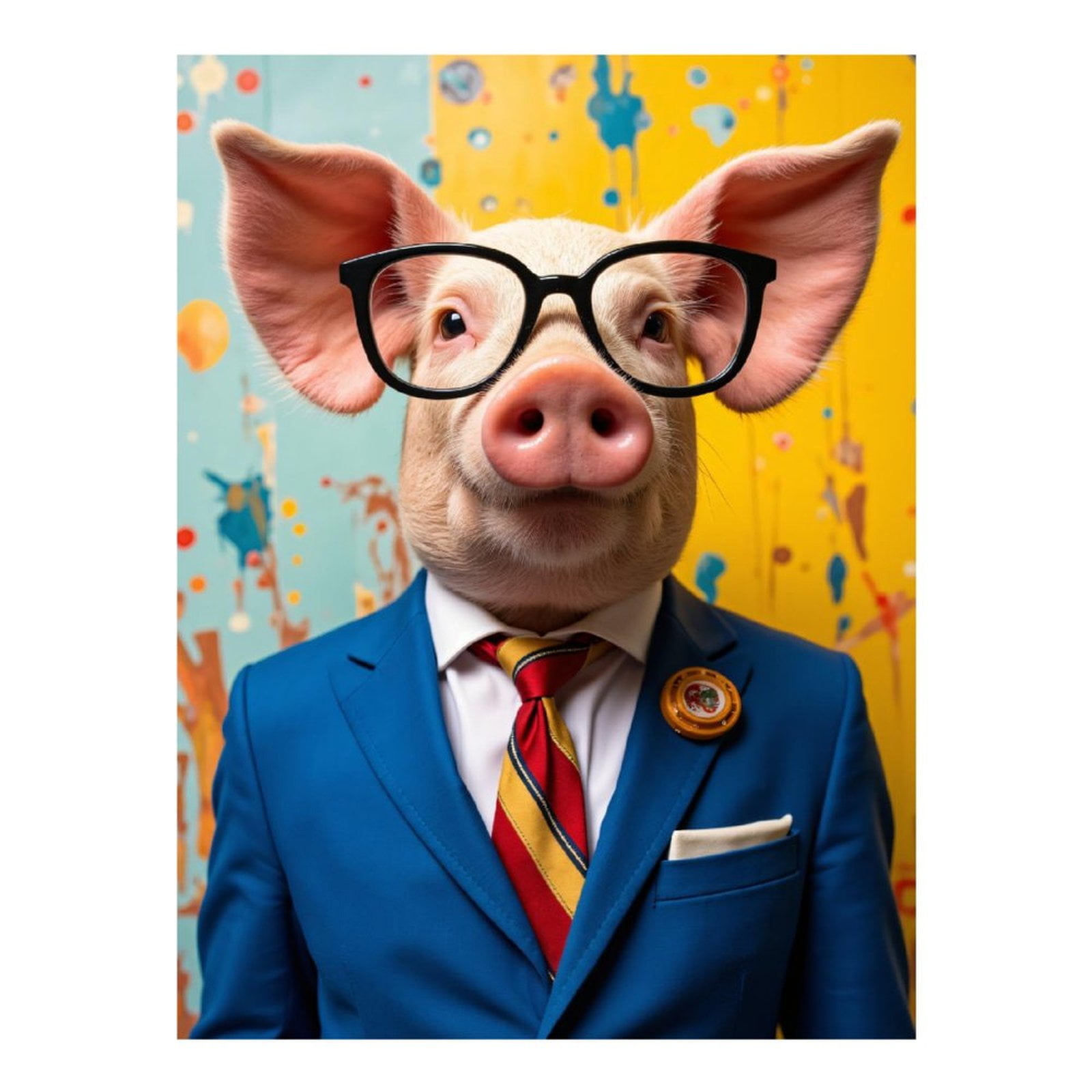 Diamond Art Kit for Adults, Pig In Suit With Glasses Formal Background ...