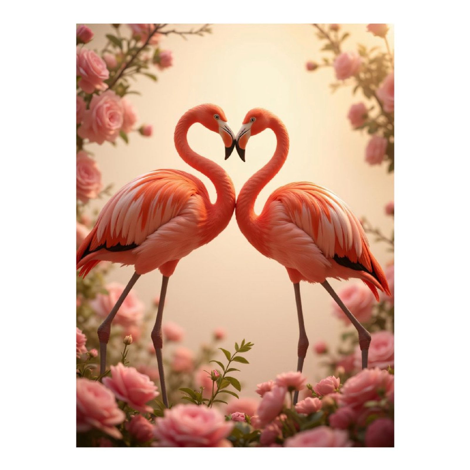 Diamond Art Kit for Adults, Pink Flamingos In Rose Garden Diamond ...