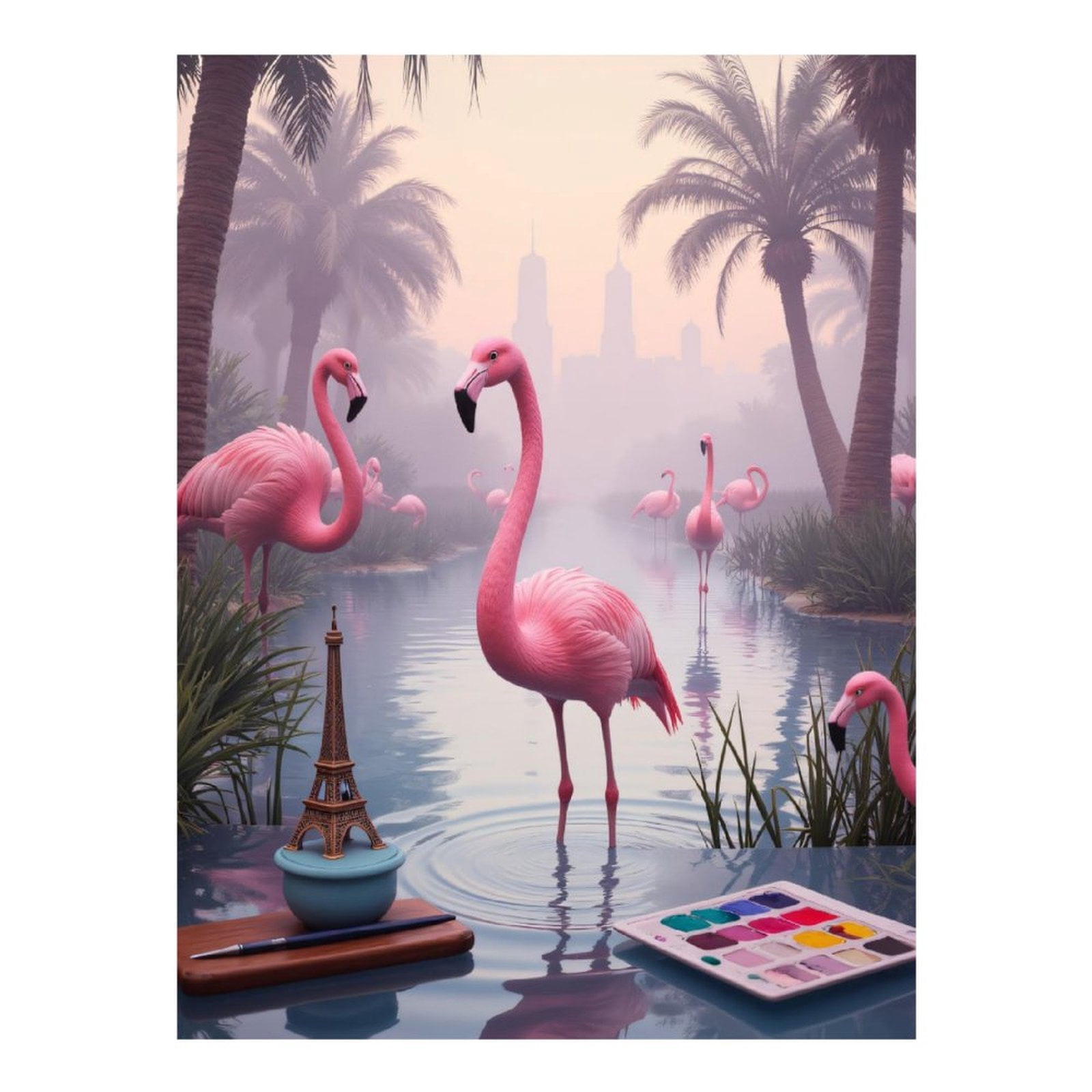 Diamond Art Kit for Adults, Pink Flamingos Tropical Oasis Art Diamond ...