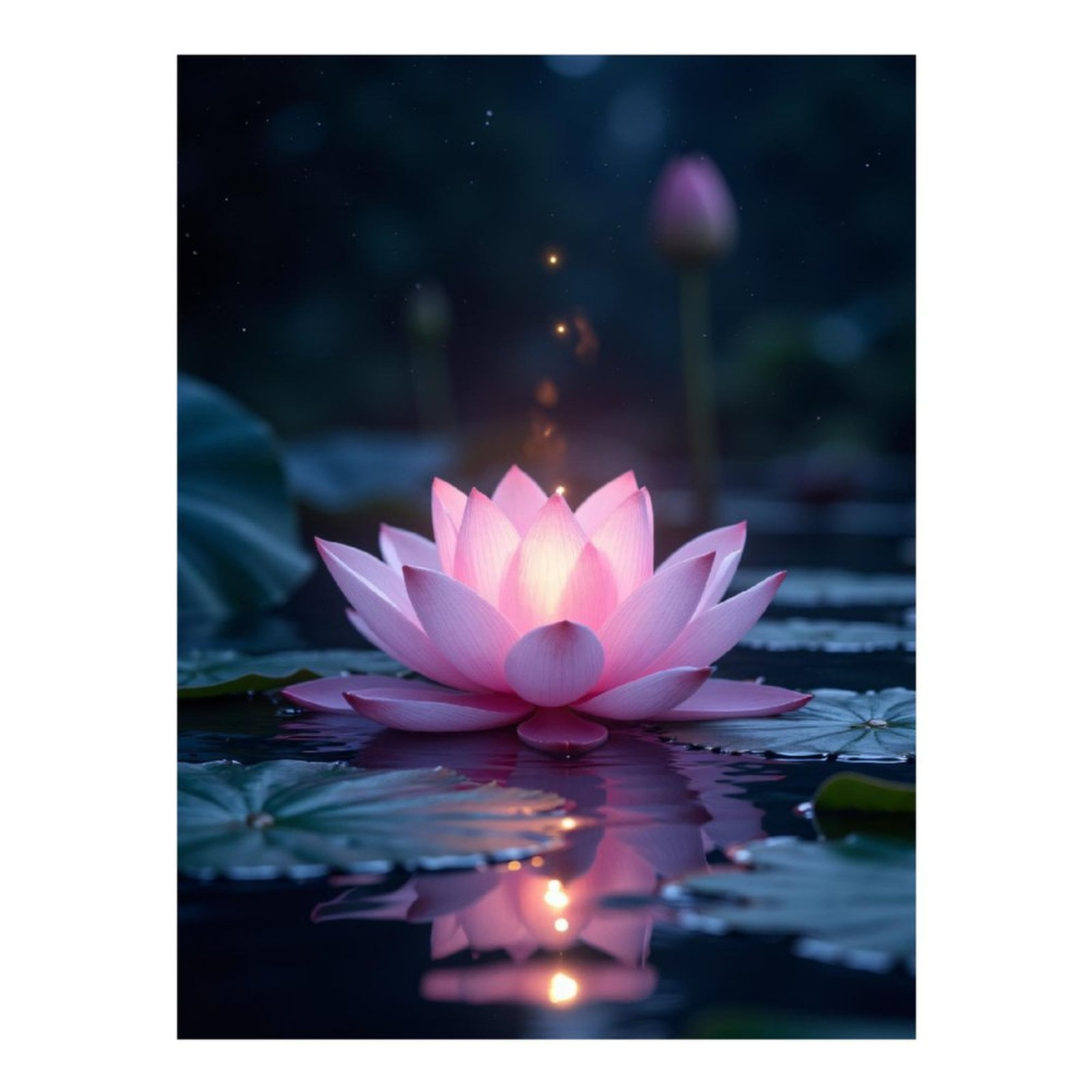 Diamond Art Kit for Adults, Pink Lotus Night Glow Reflection Diamond ...