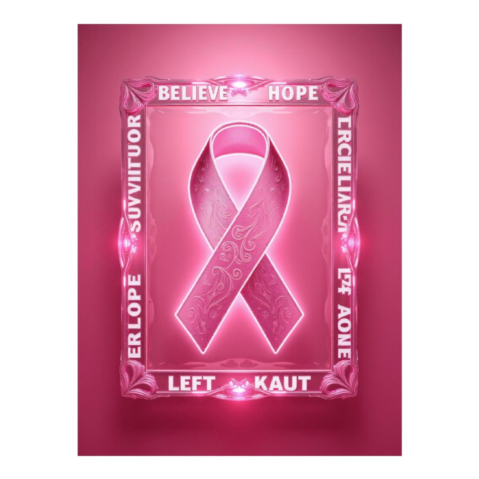 Diamond Art Kit for Adults, Pink Ribbon Frame Inspiration Diamond ...