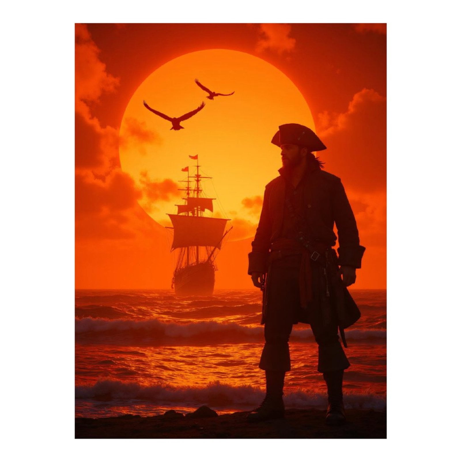 Diamond Art Kit for Adults, Pirate Sunset Silhouette Adventure Diamond ...