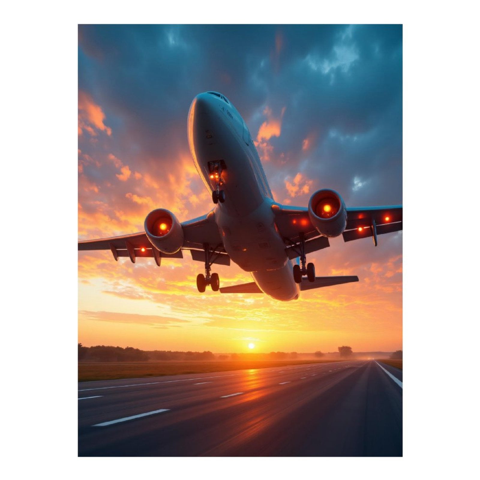 Diamond Art Kit for Adults, Plane Sunset Takeoff Runway Sky Diamond ...