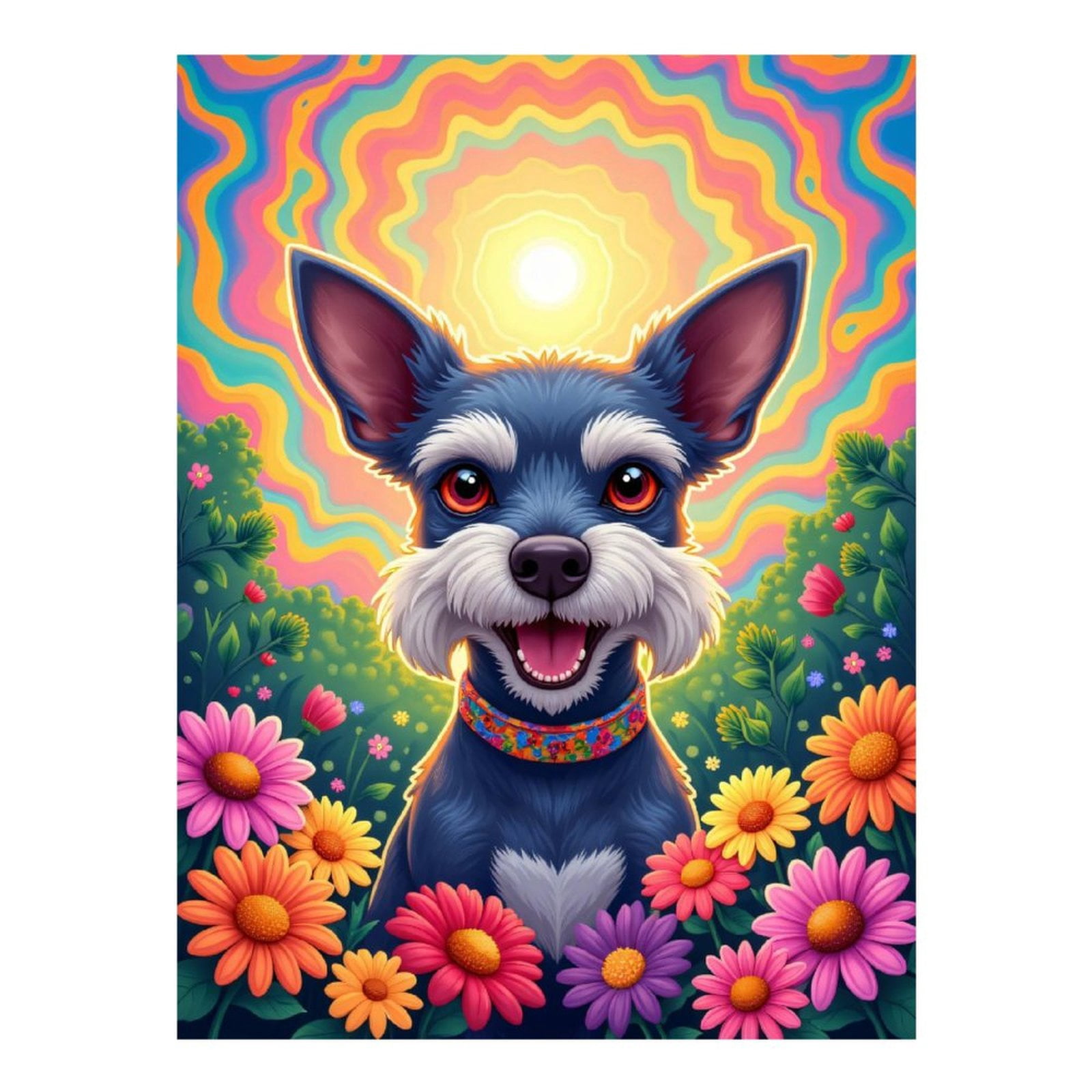 Diamond Art Kit for Adults, Psychedelic Dog Floral Wonderland Diamond ...