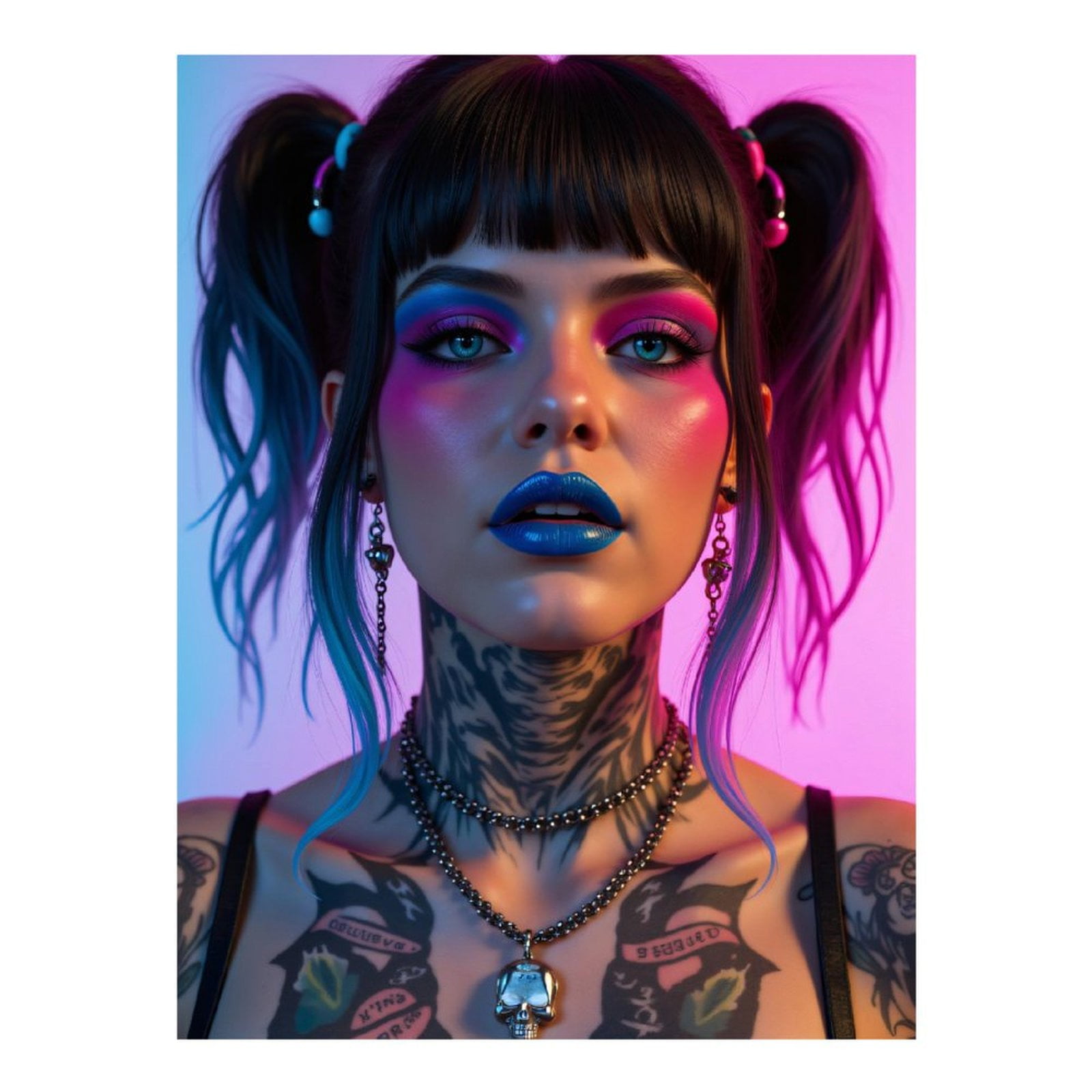 Diamond Art Kit for Adults, Punk Neon Makeup Style Portrait Diamond ...
