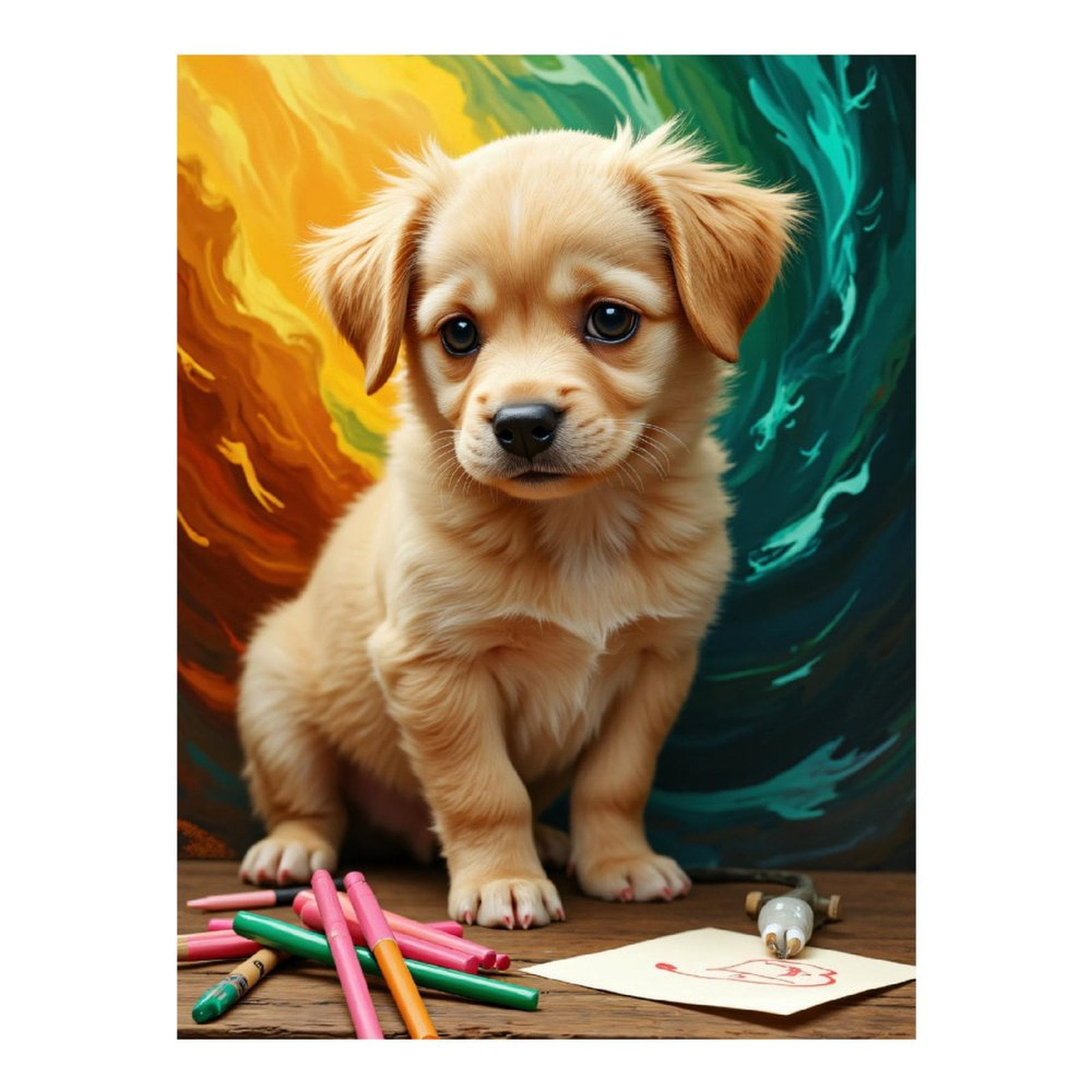 Diamond Art Kit for Adults, Puppy Art Crayons Colorful Swirl Diamond ...