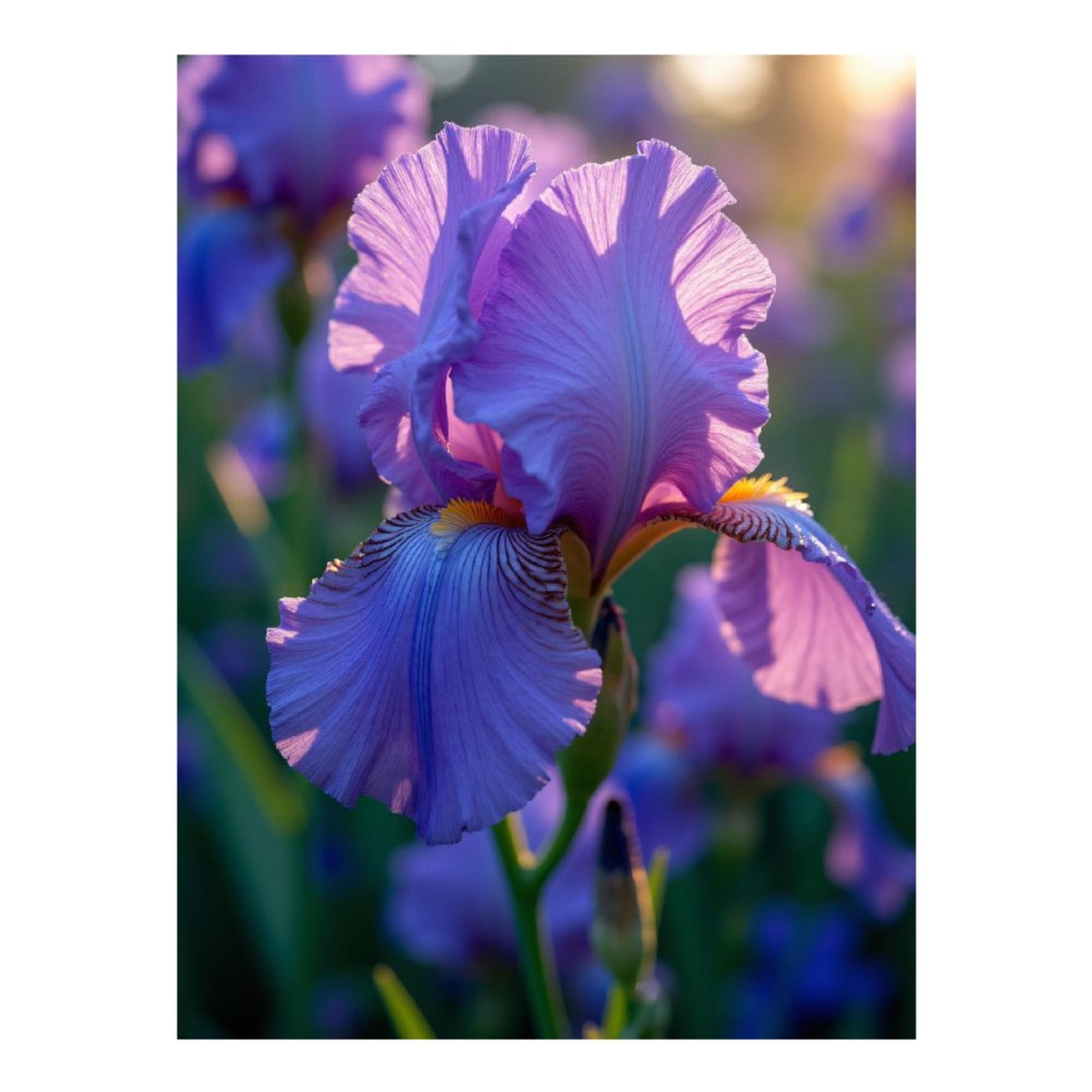 Diamond Art Kit for Adults, Purple Iris Blossom In Sunlight Diamond ...