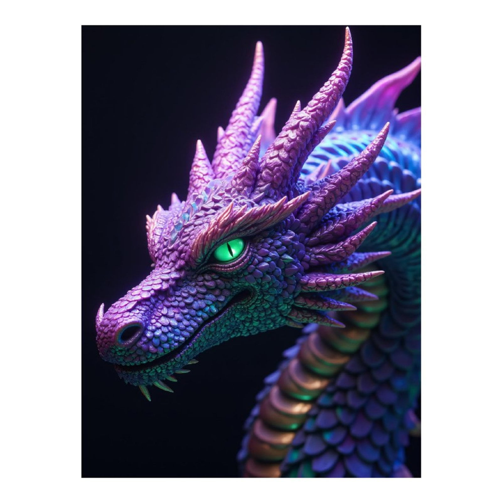 Diamond Art Kit for Adults, Purple Mythical Creature Profile Diamond ...